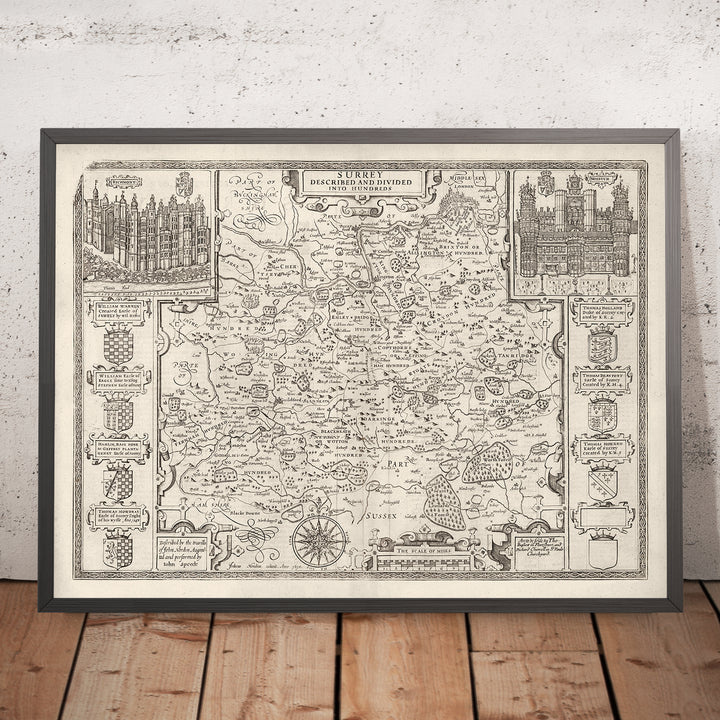 Old Map of Surrey in 1611 by John Speed - Woking, Guildford, Croydon ...