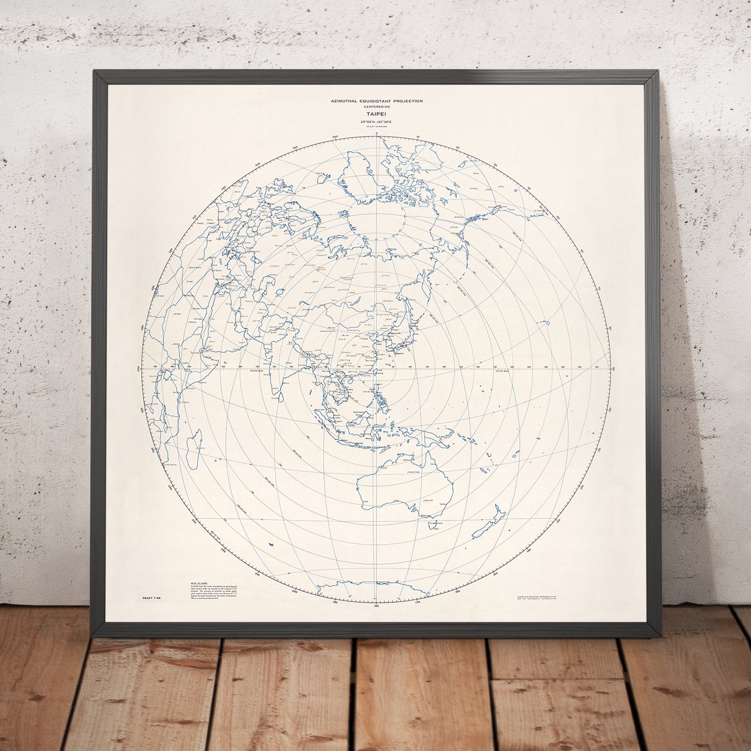 Old Map of Taipei: CIA, 1968: Showing the Azimuthal Equidistant Projec ...