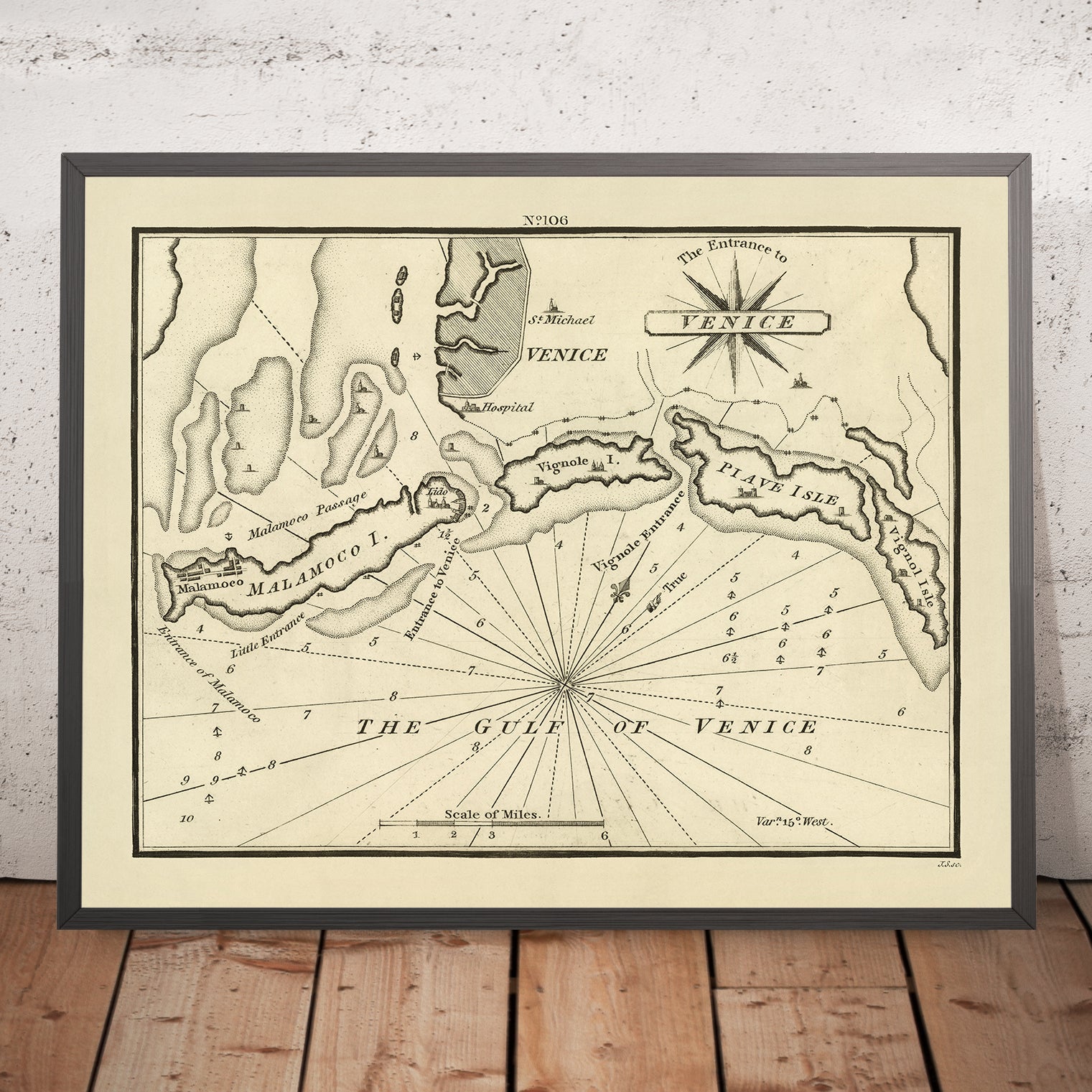 Old Venice Entrance Nautical Chart by Heather, 1802: Adriatic Sea, Ven ...
