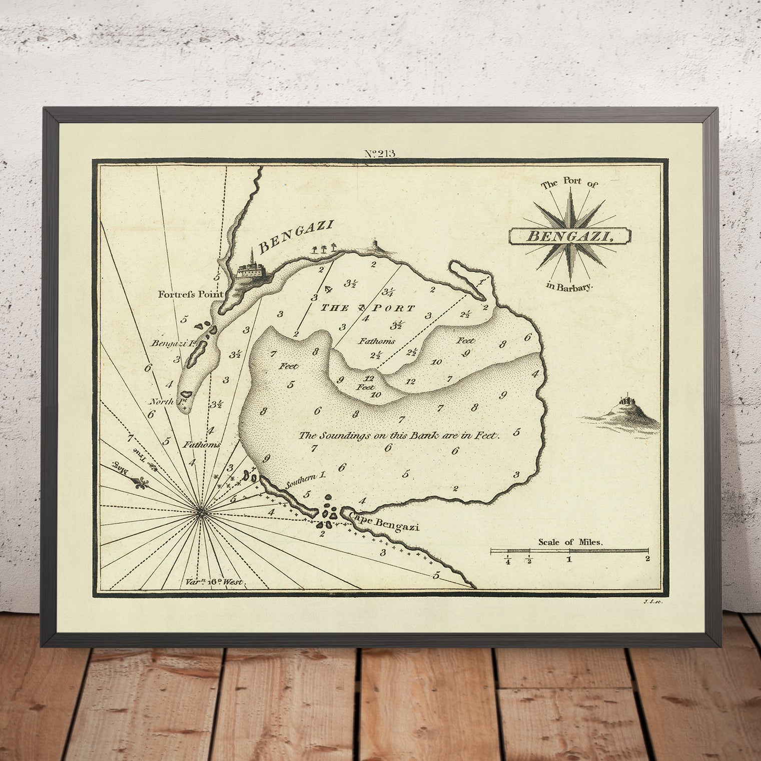 Old Port of Benghazi, Libya Nautical Chart by Heather, 1802: Fortres P ...