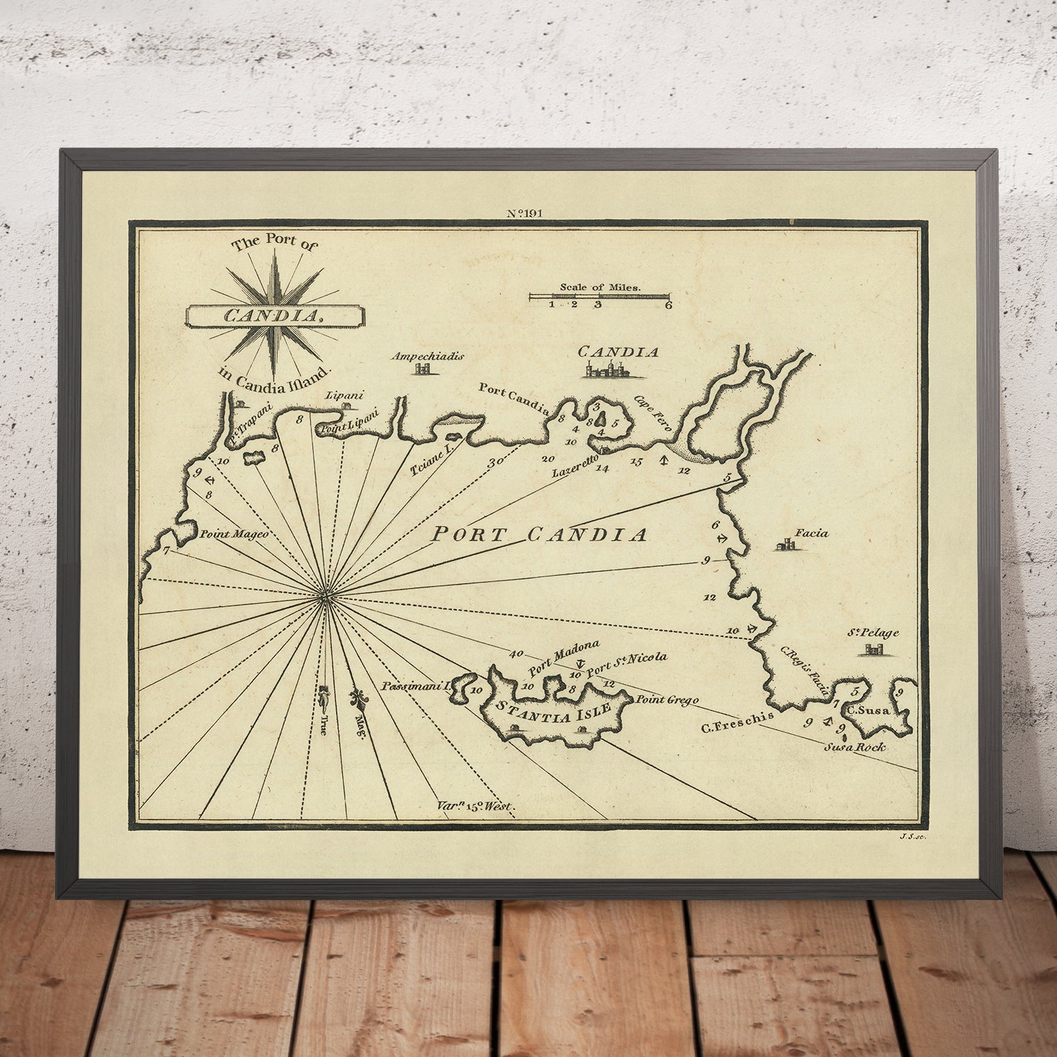 Old Port of Heraklion Nautical Chart by Heather, 1802: Candia, Crete ...