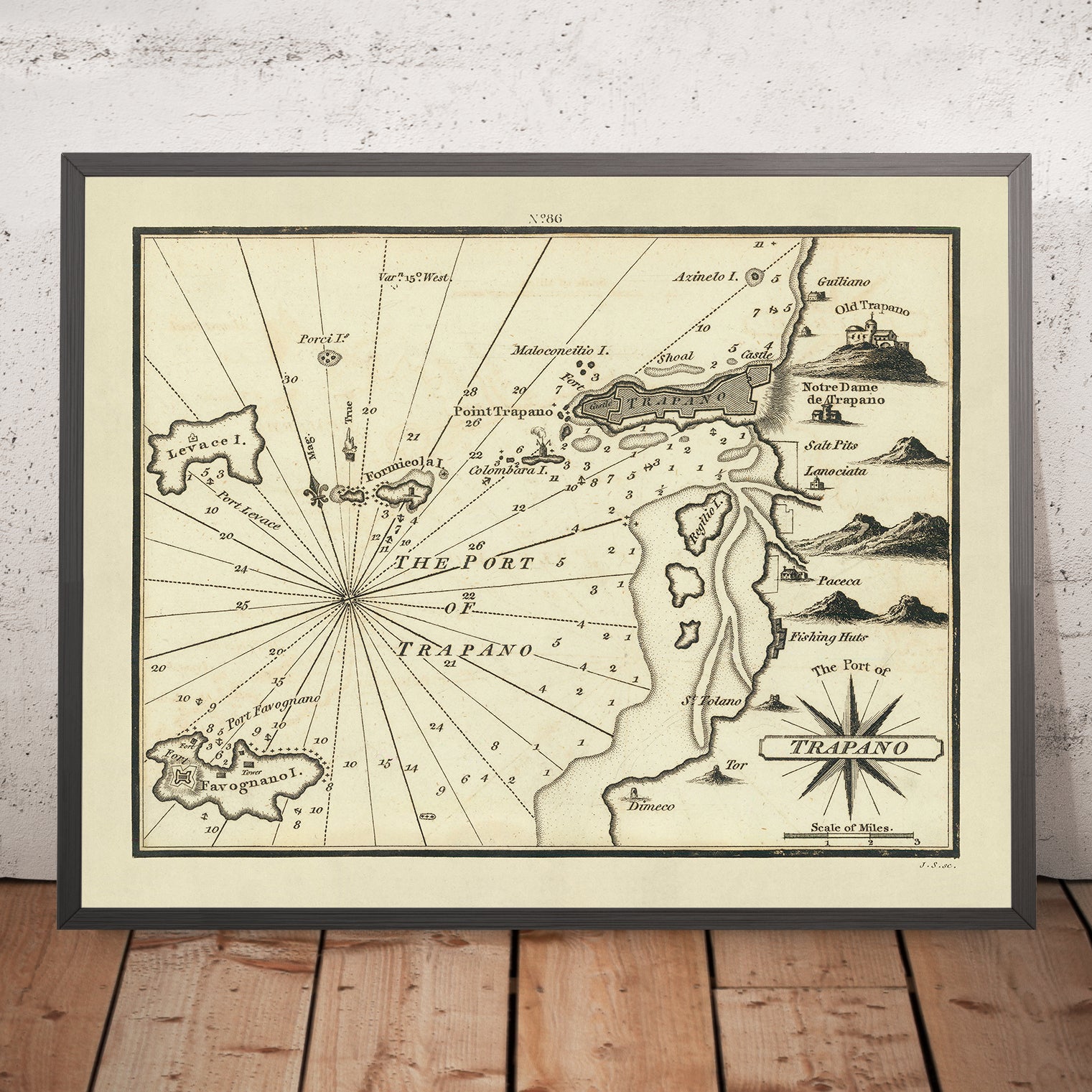 Old Port of Trapani, Sicily Nautical Chart by Heather, 1802: Italy, Fo ...