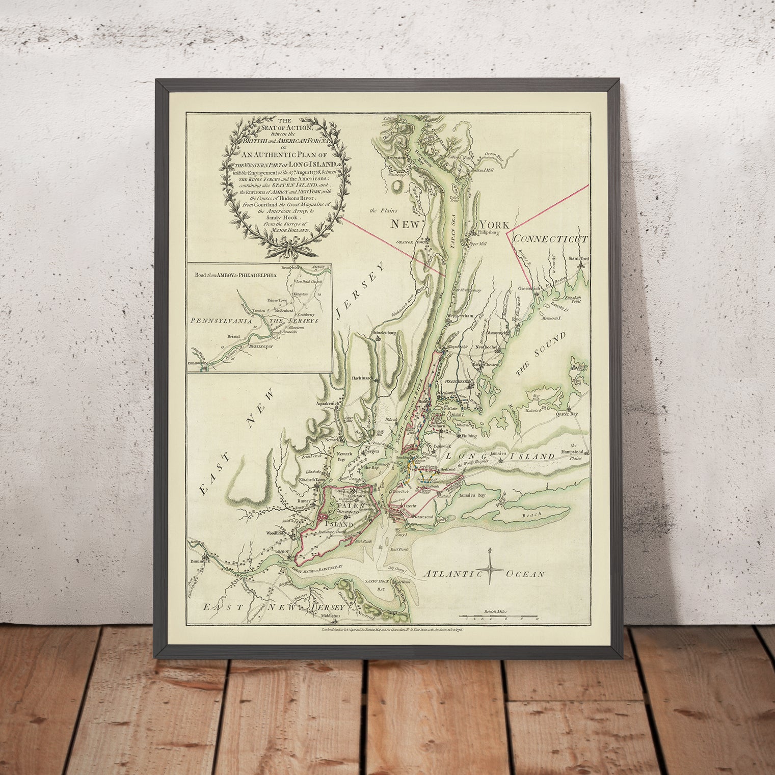 Old Map of the Battle of Long Island, 1776: American Revolution, Briti ...