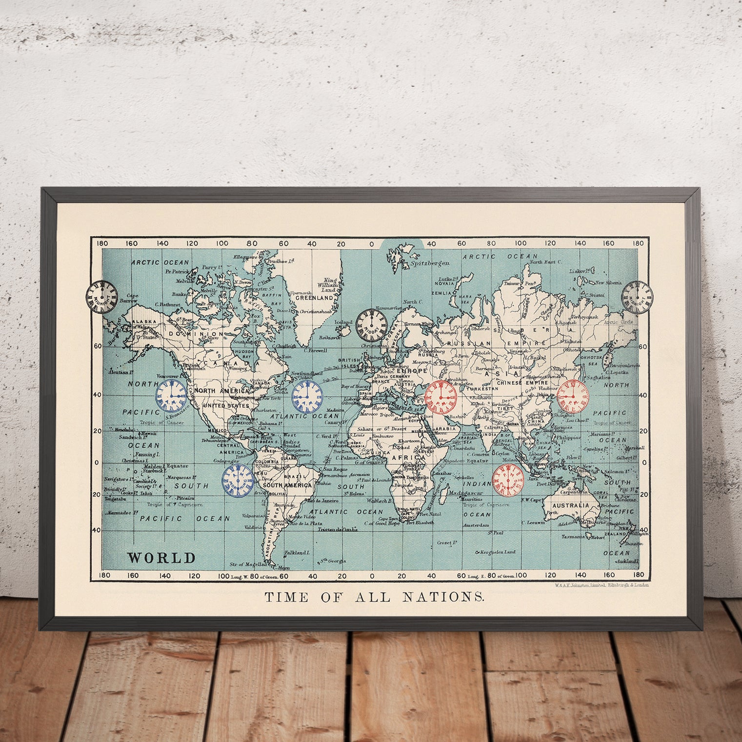 Old Time Zones World Map by AK Johnston, 1906 – The Unique Maps Co.