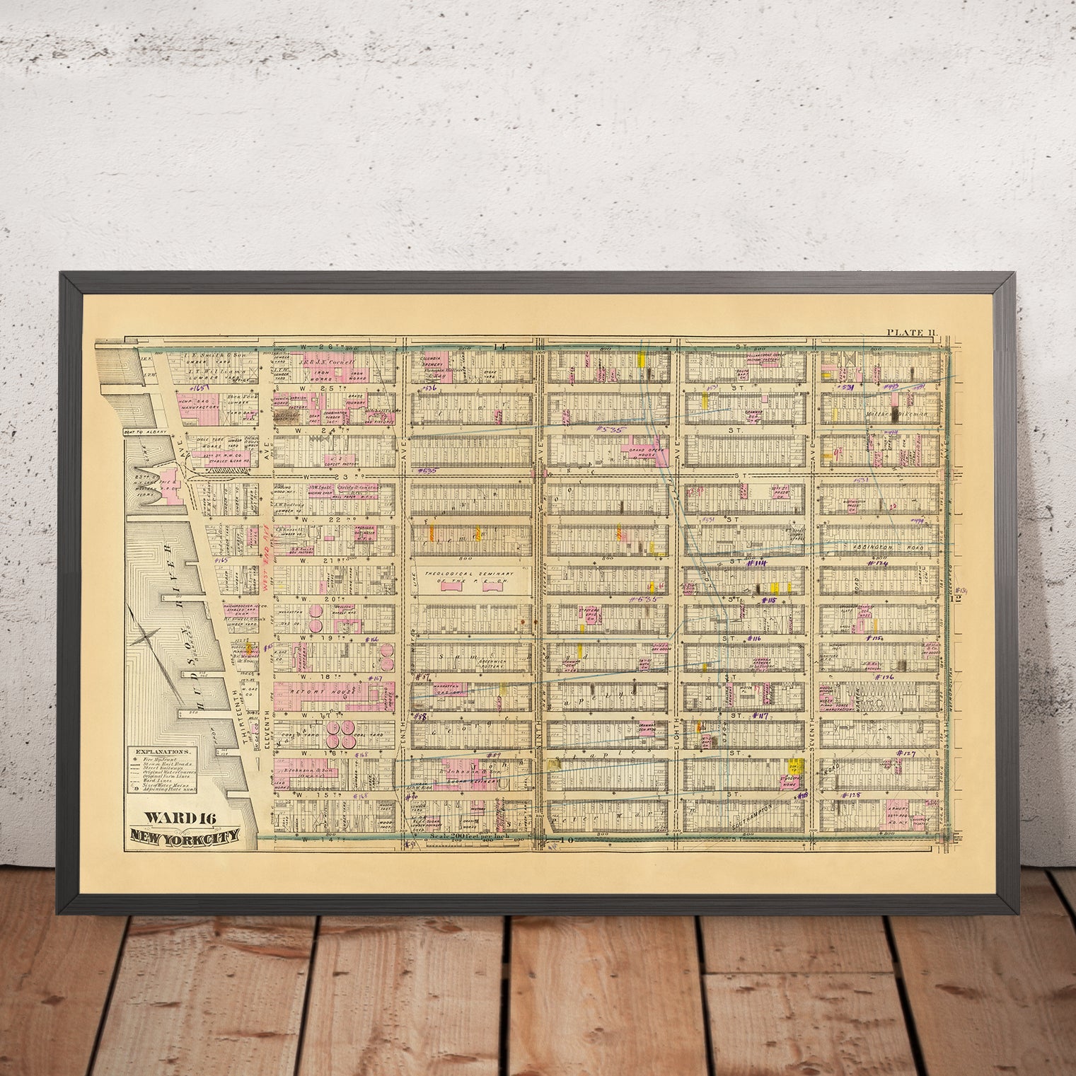 Old Map of Chelsea, New York City, 1879: 6th to 13th Ave, Theological ...
