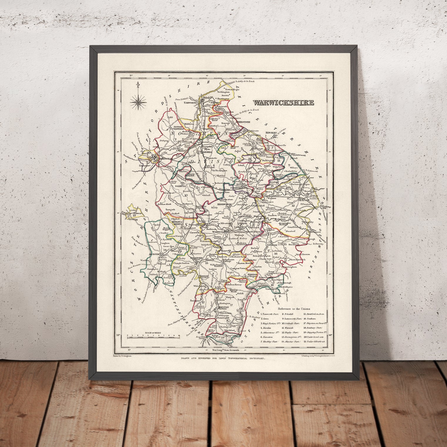 Old Map of Warwickshire by Samuel Lewis, 1844: Birmingham, Coventry ...