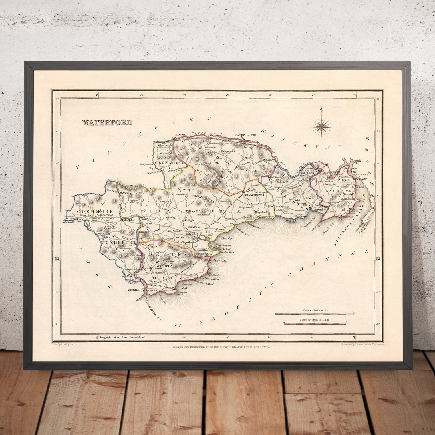 Old Map of County Waterford by Samuel Lewis, 1844: Dungarvan, Lismore ...