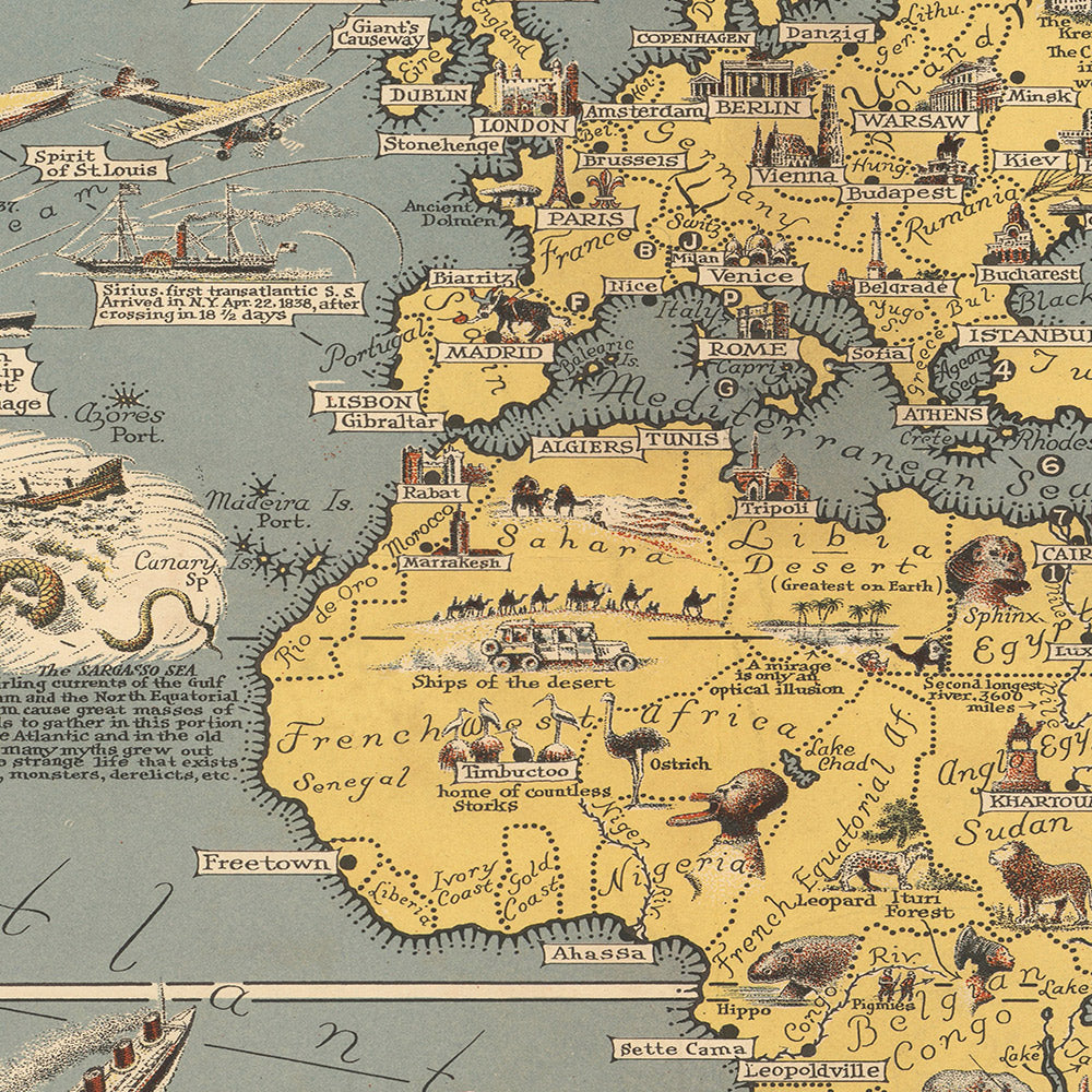 Old Seven Wonders of the World Atlas Map, 1939 - Ancient and Modern ...