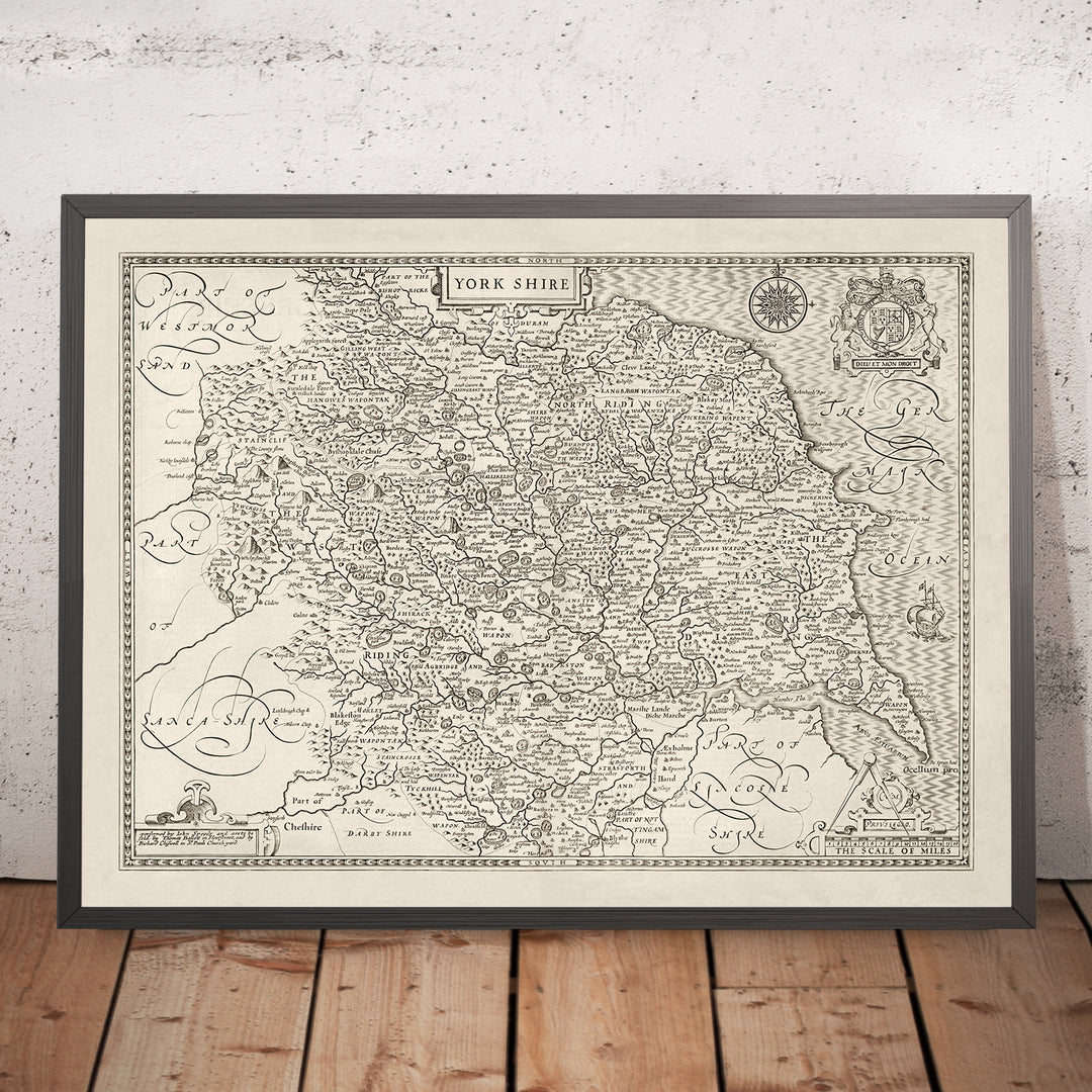 Old Map of Yorkshire, 1611, John Speed - Hull, York, Middlesbrough, Sh ...