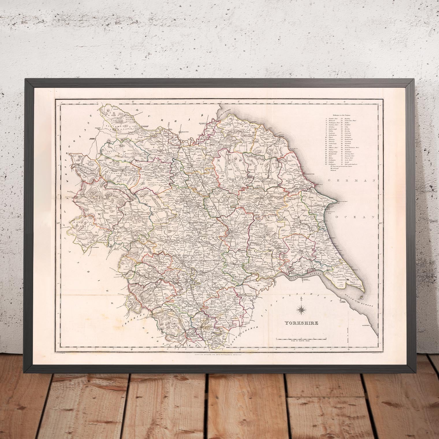 Old Map of Yorkshire by Samuel Lewis, 1844: Leeds, Sheffield, Bradford ...