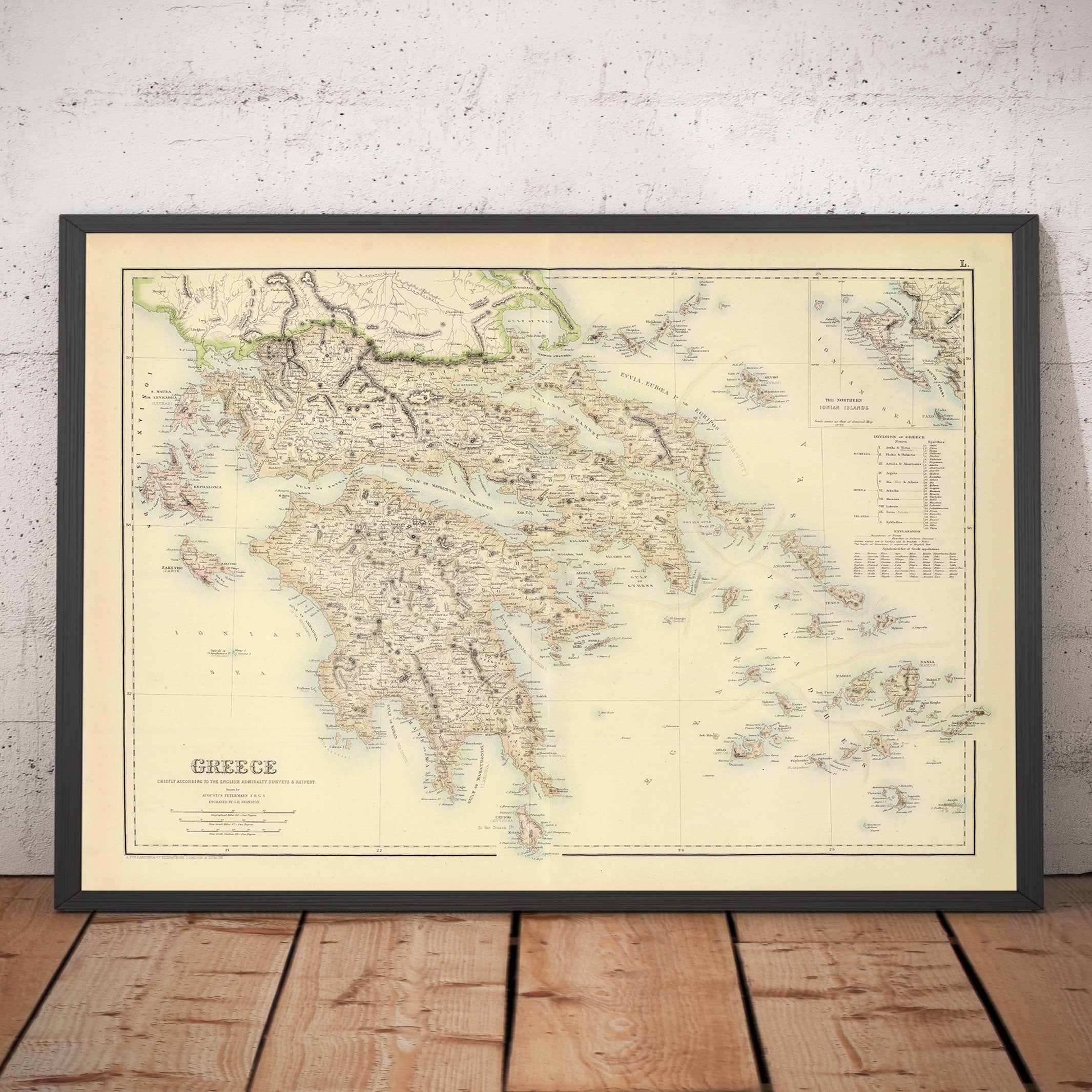 Old Map of Greece in 1872 by Archibald Fullarton - Athens, Piraeus, Ka ...