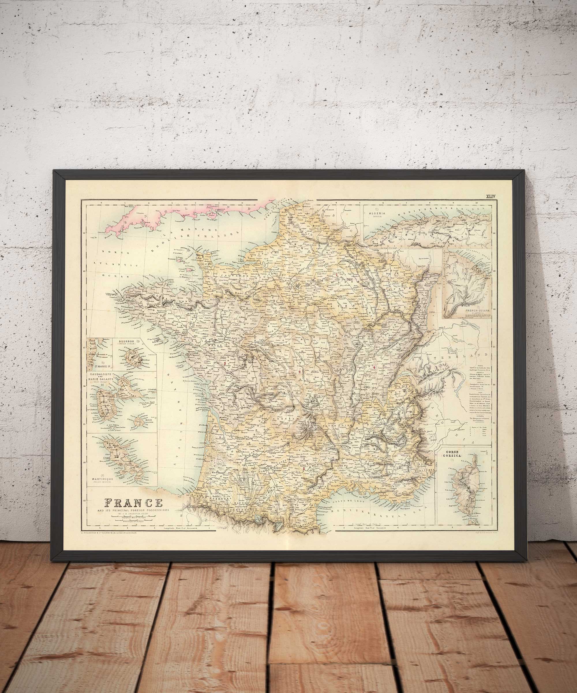 Old Map of France and its Foreign Possessions, 1872 by Archibald ...