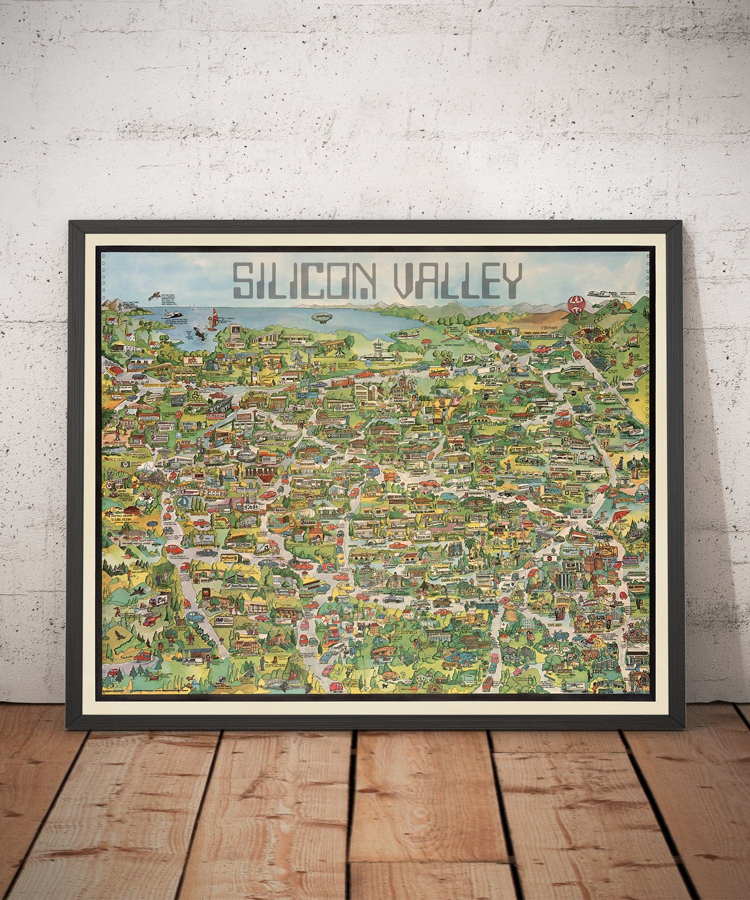 Old Map of Silicon Valley, 1982 - Pictorial Chart of Mountainview, Sun ...