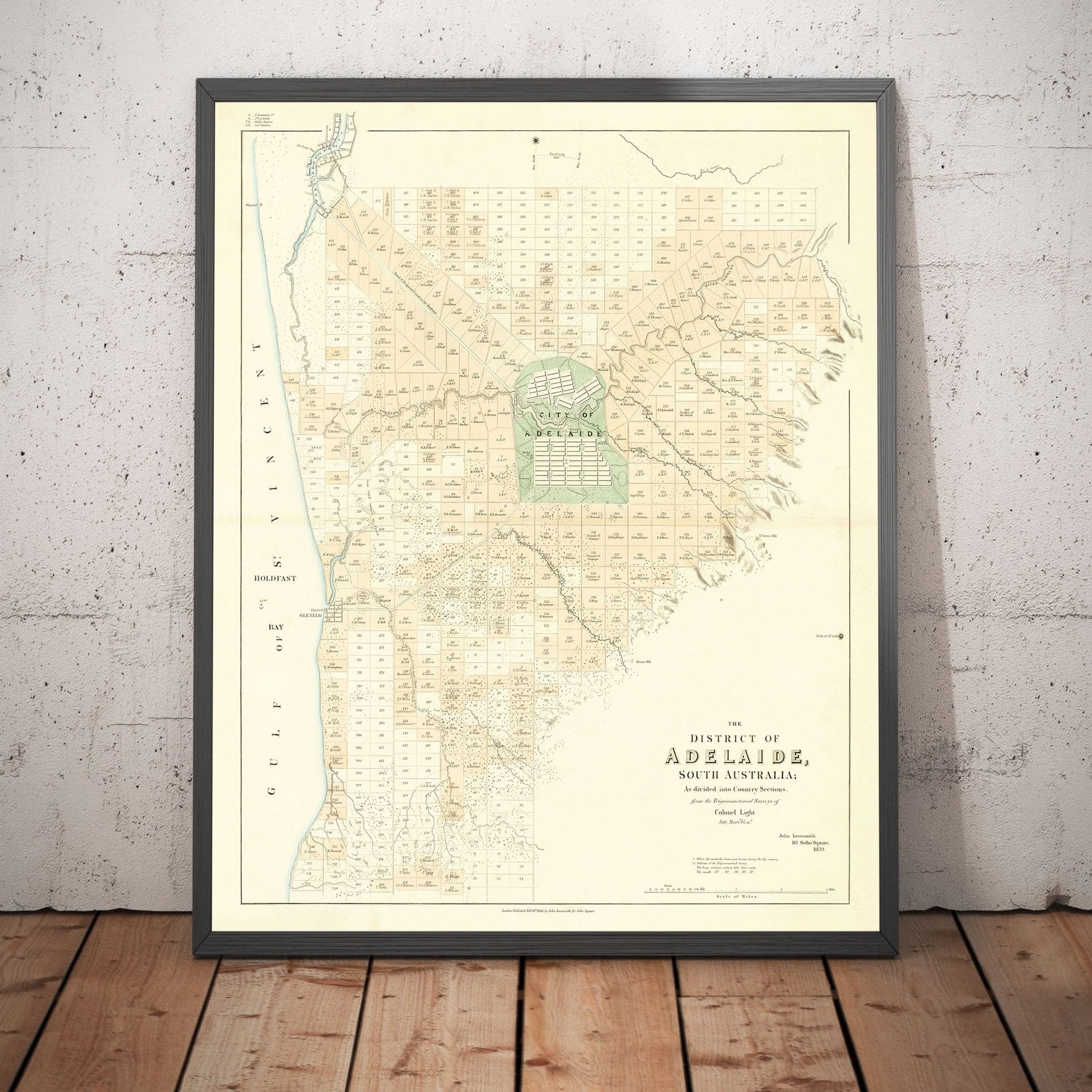 Old Map of Adelaide, South Australia by John Arrowsmith, 1839 - Bright ...
