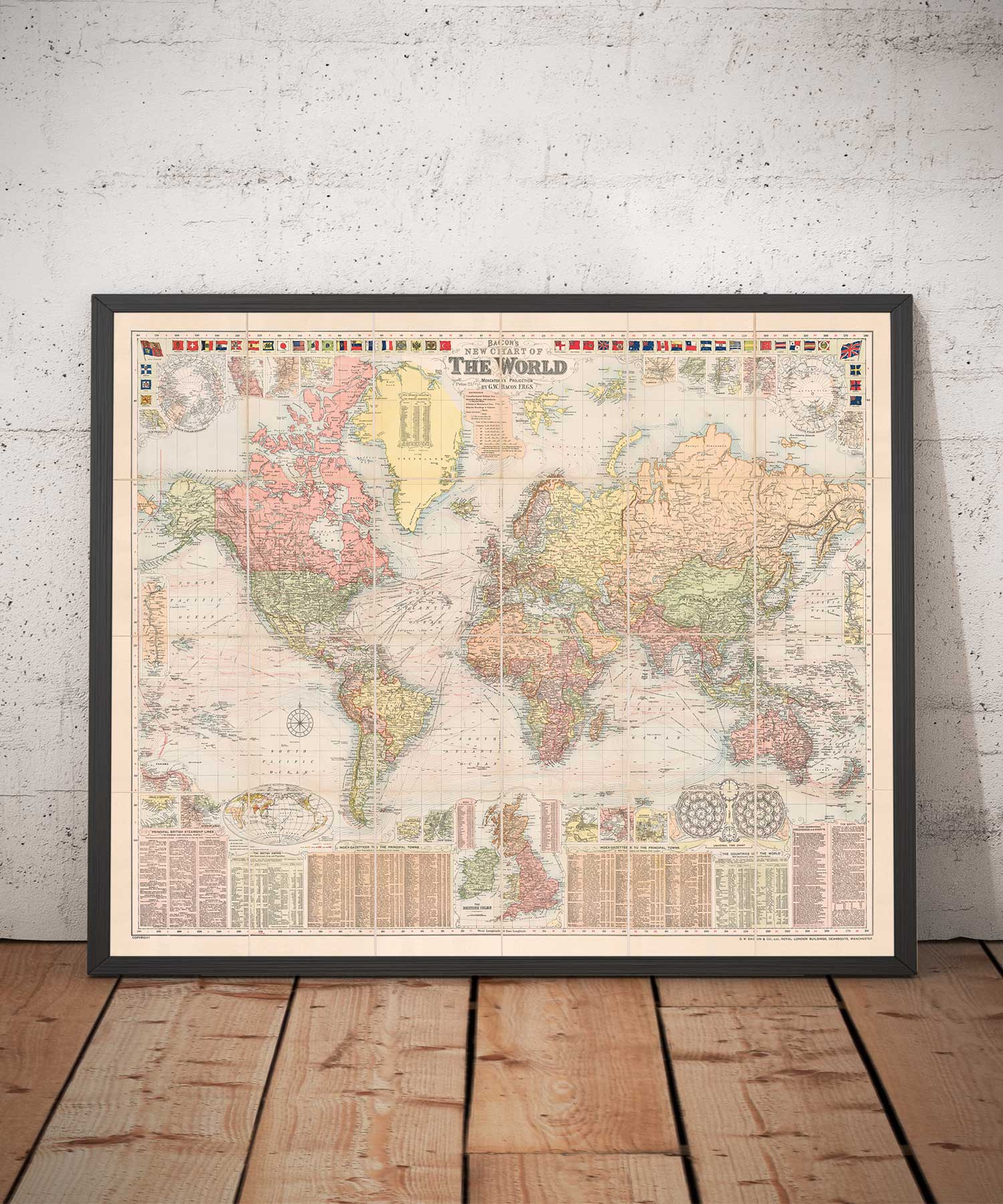 Old World Map by Bacon, 1908 - Large Rare Atlas - Shipping Lanes, Merc ...