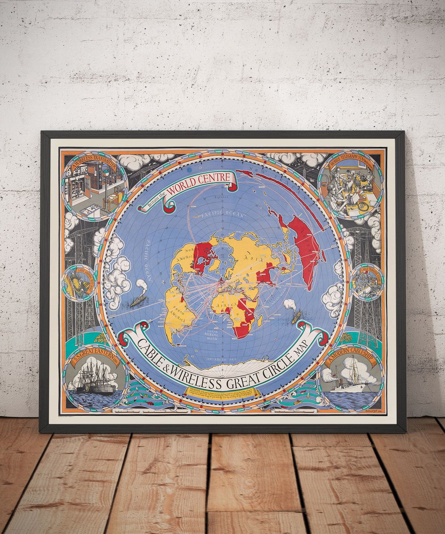 Old Cable & Wireless Great Circle Map, 1945 by Max Gill - Flat Earth B ...