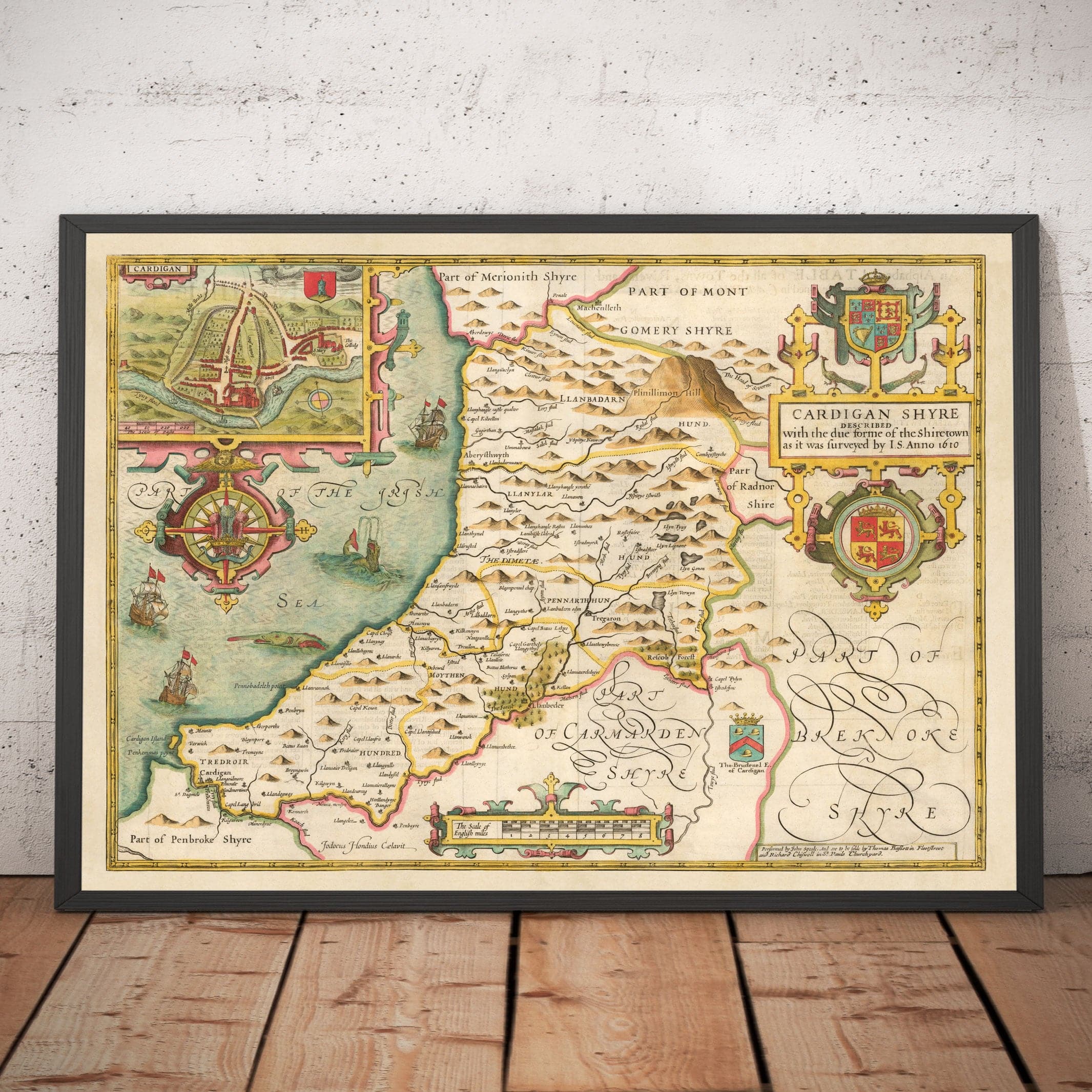 Old Map of Ceredigion Wales, 1611 by John Speed - Cardiganshire, Abery ...