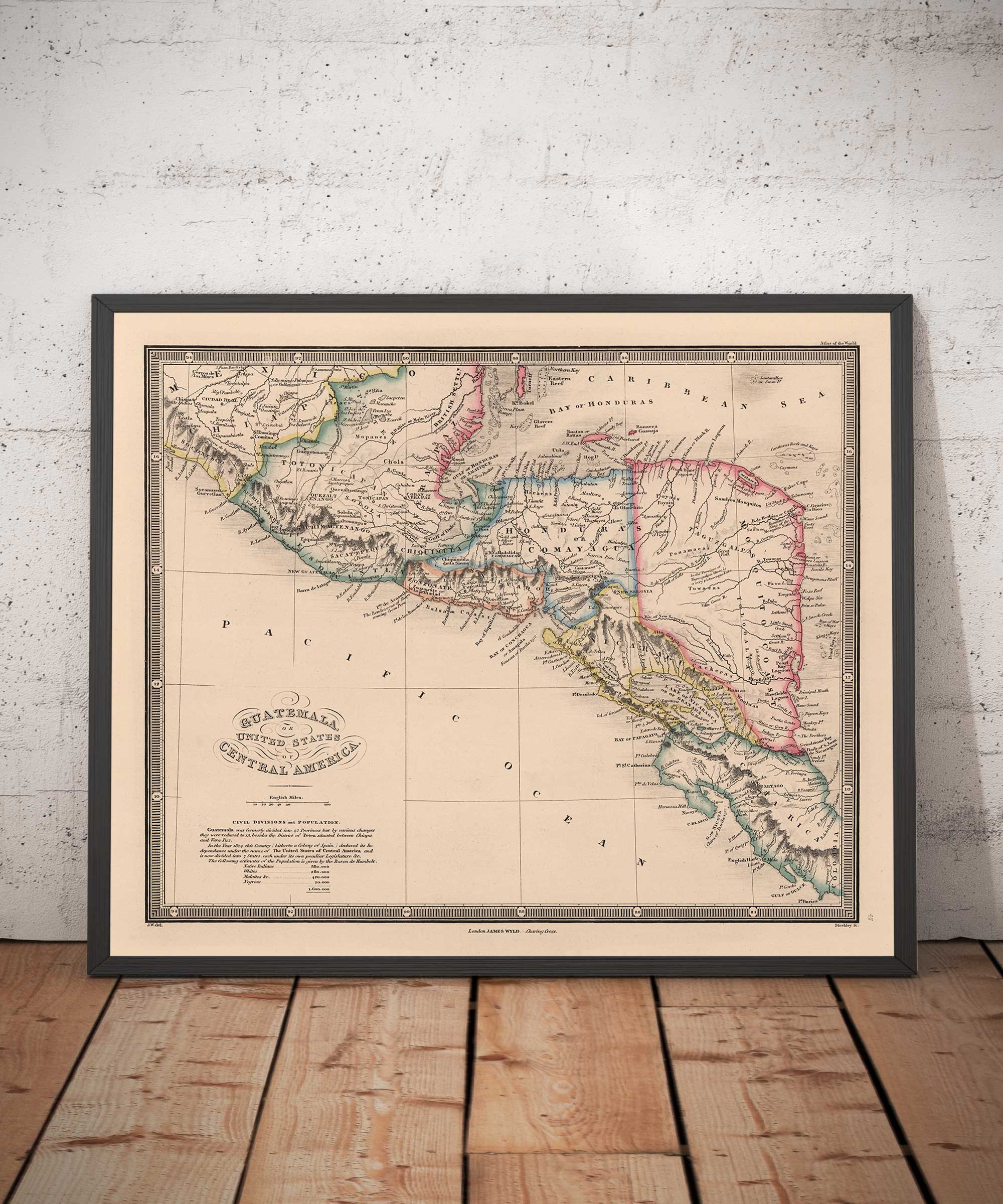 Old Map of Central America in 1864 by James Wyld - Mexico, Honduras, M ...