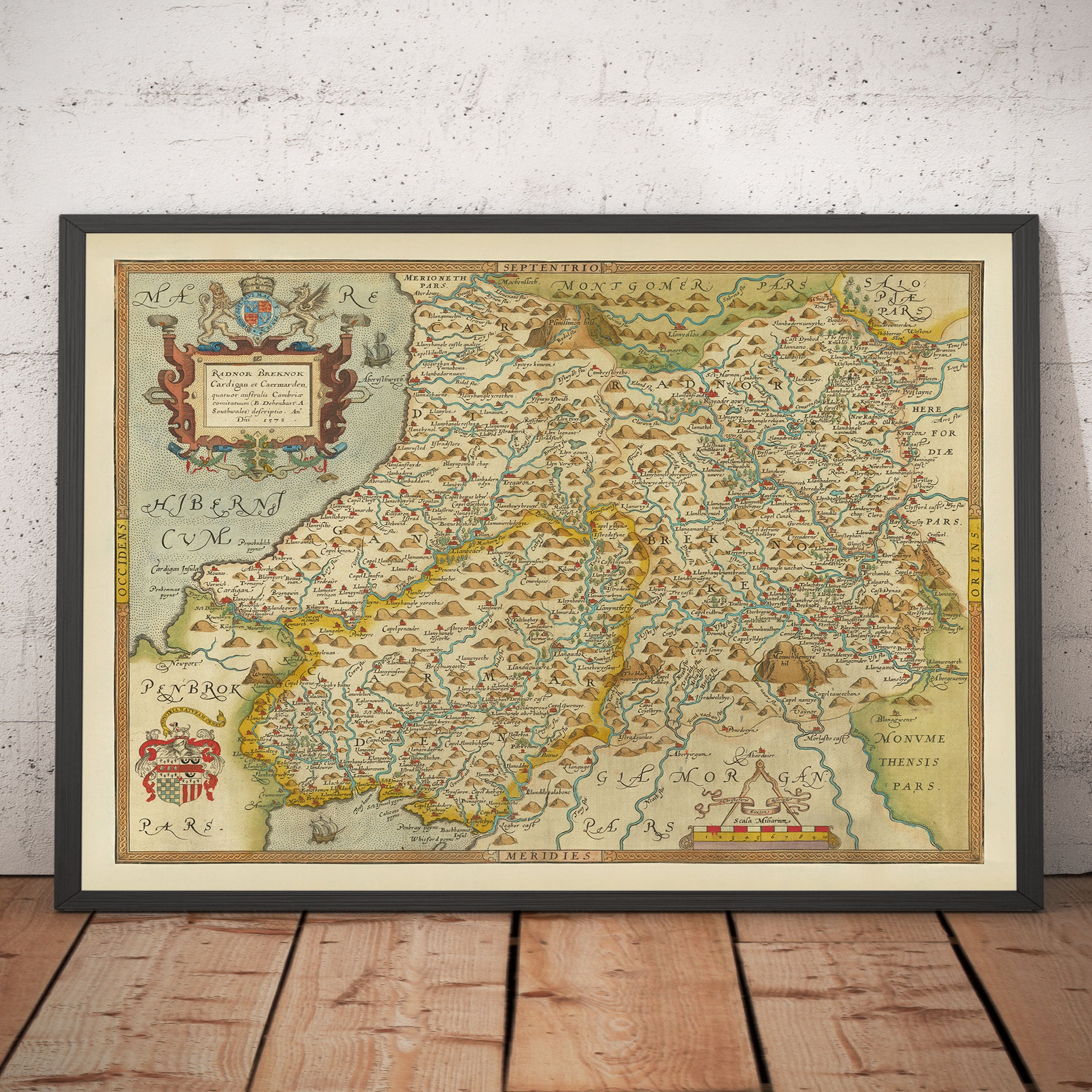 First Old Map of Central Wales in 1578 by Christopher Saxton - Powys ...