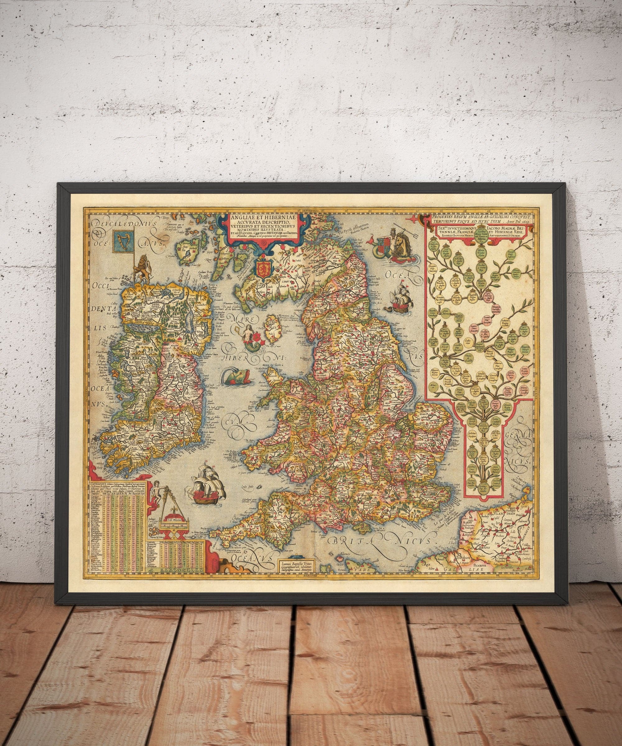 Old Colour Map of England & Ireland in 1605 by Abraham Ortelius - Hist ...