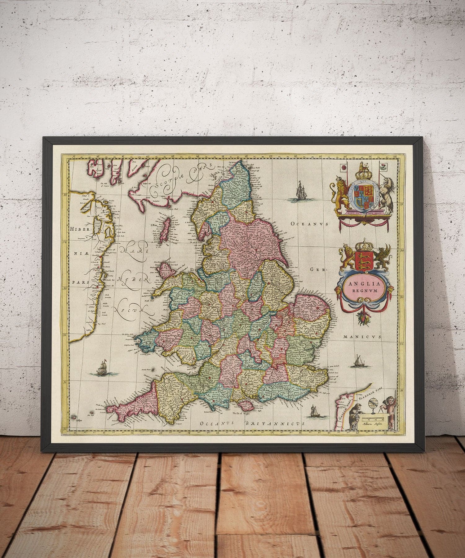 Old Map of England & Wales in 1665 by Joan Blaeu - Rare Chart With Anc ...