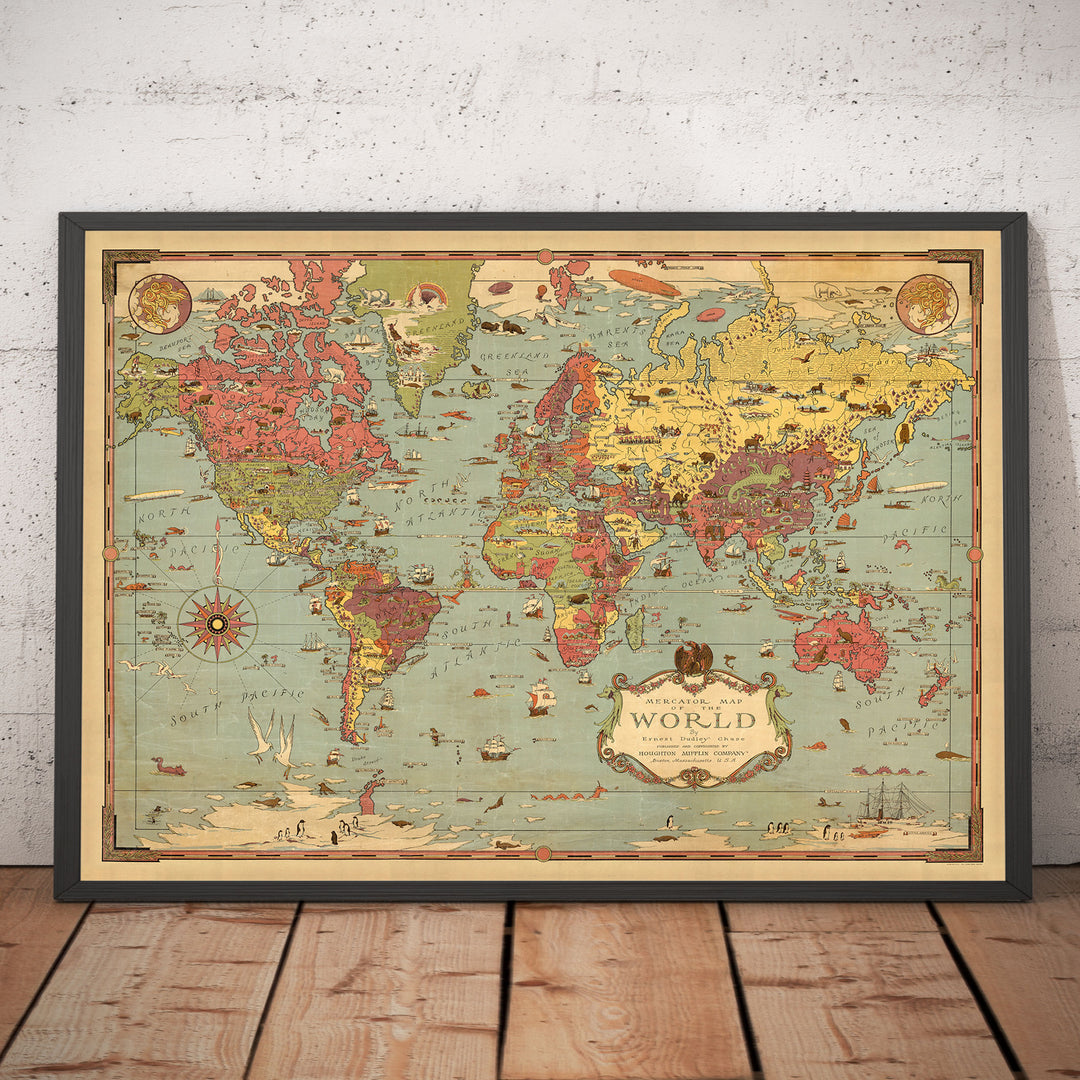Old Mercator Map of the World in 1931 by Ernest Dudley Chase - Mythica ...