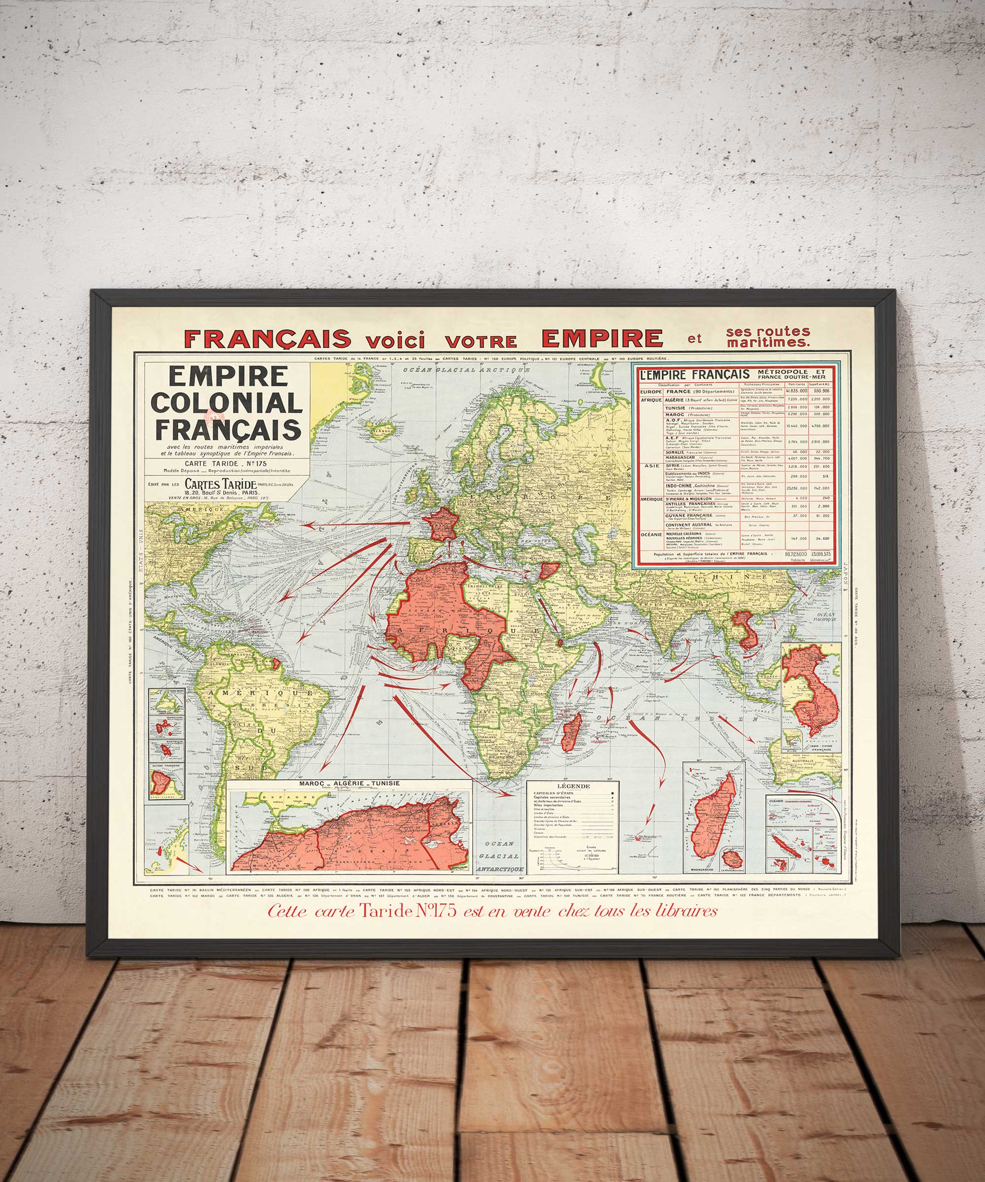 Old Map of the French Colonial Empire, 1938 by Taride - France, Napole ...