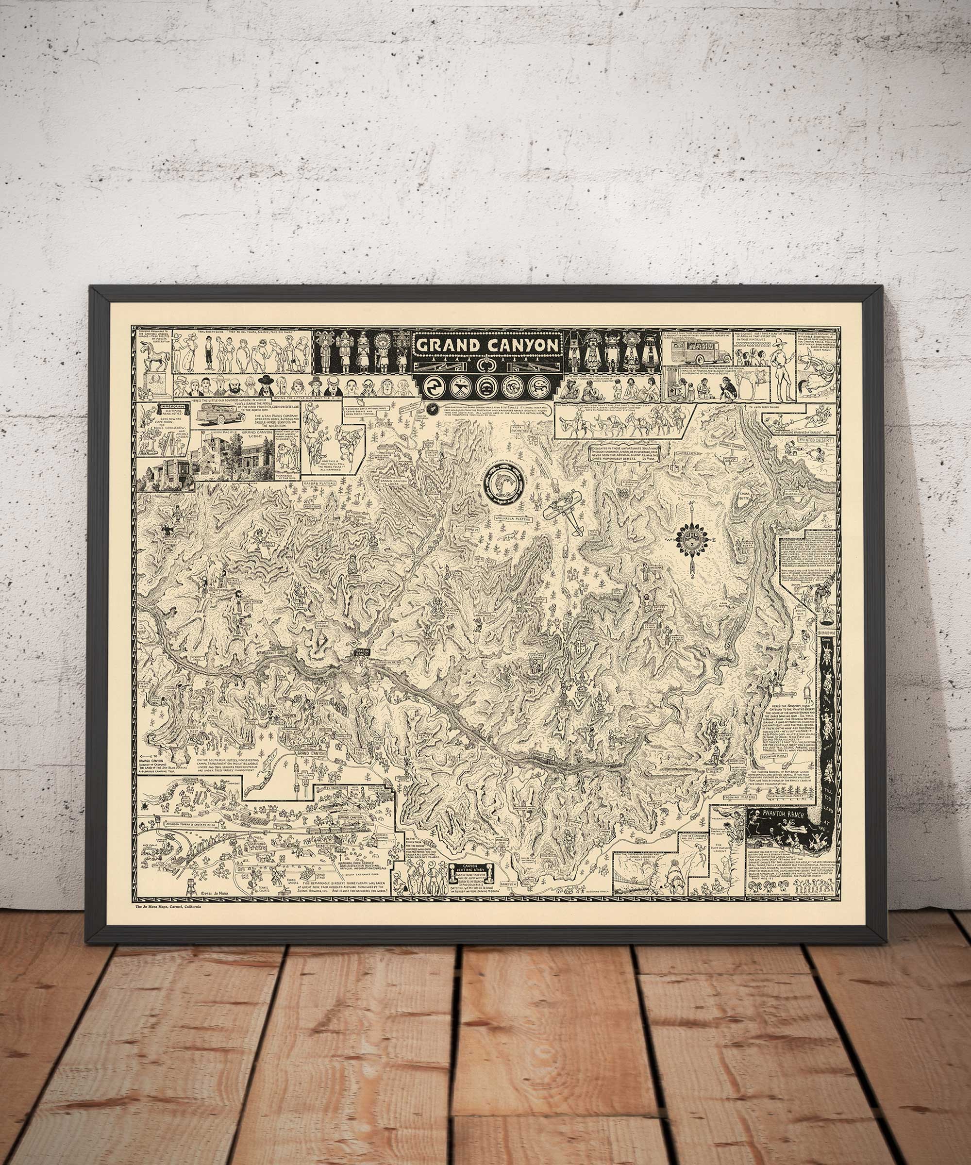 Old Illustrative Map of The Grand Canyon in 1931 by Jo Mora - Arizona ...