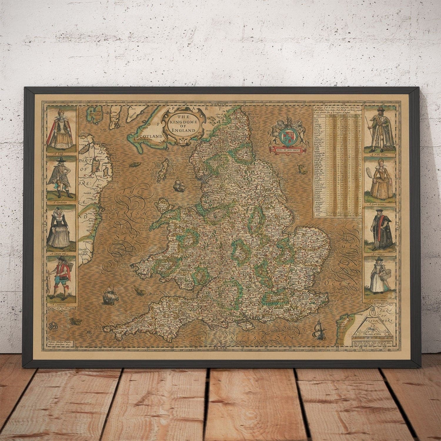 Old Map of England & Wales by John Speed, 1611 - Rare Handcoloured Cha ...