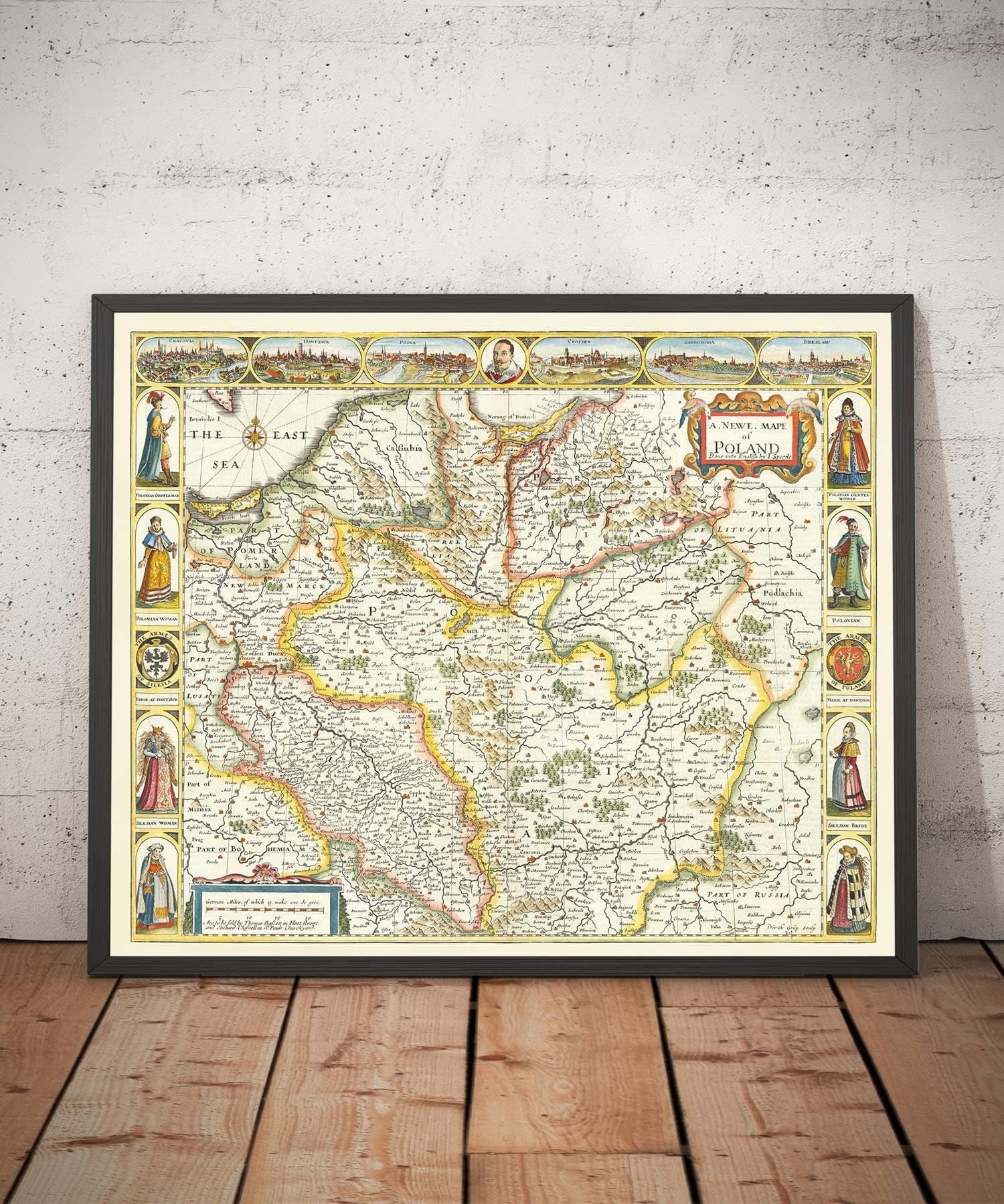 Rare Old Map of Poland by John Speed, 1626 - Germany, Prussia ...