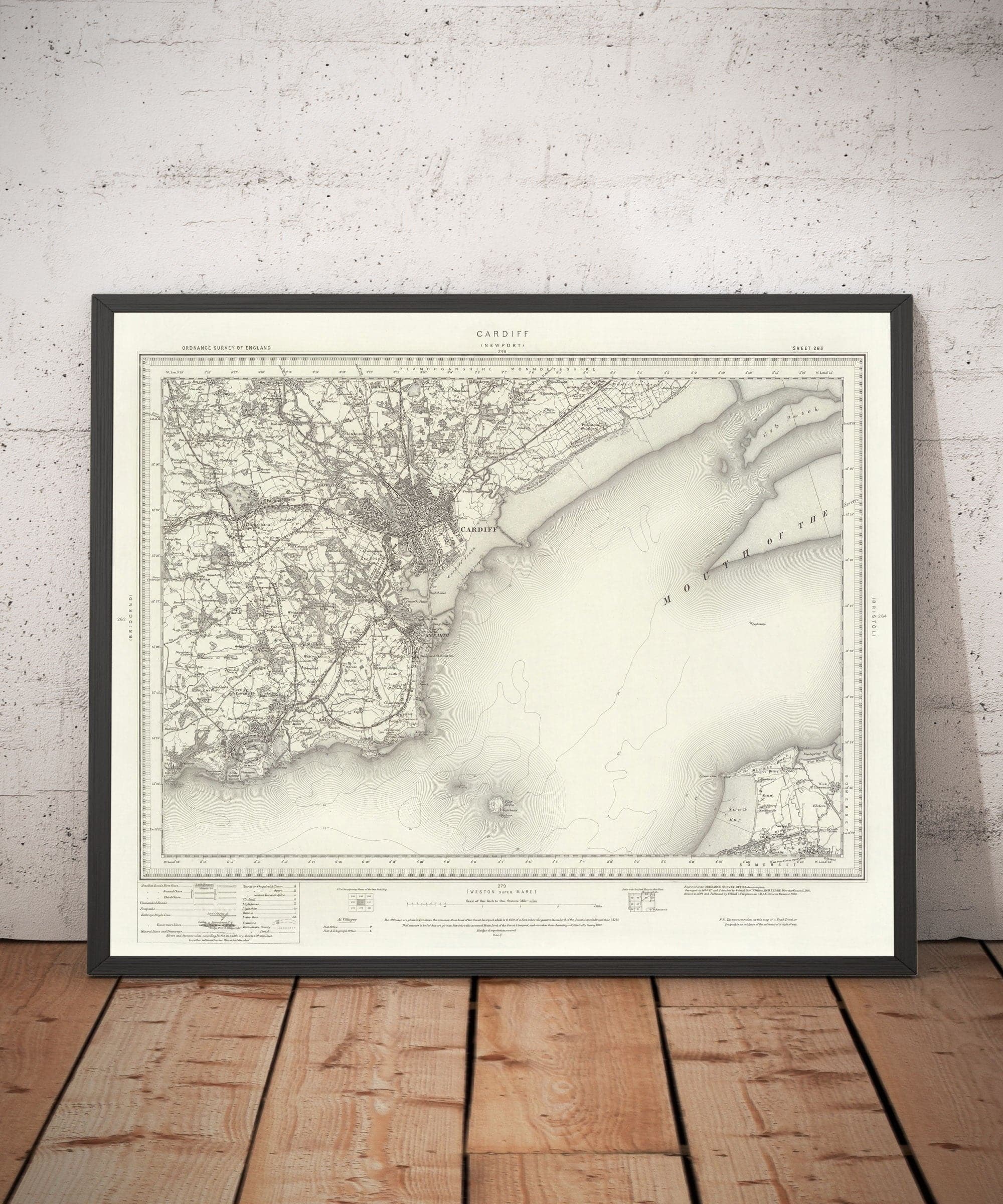 Old Map of Cardiff, Wales in 1867 - Caerdydd, Penarth, Sully, Barry, L ...