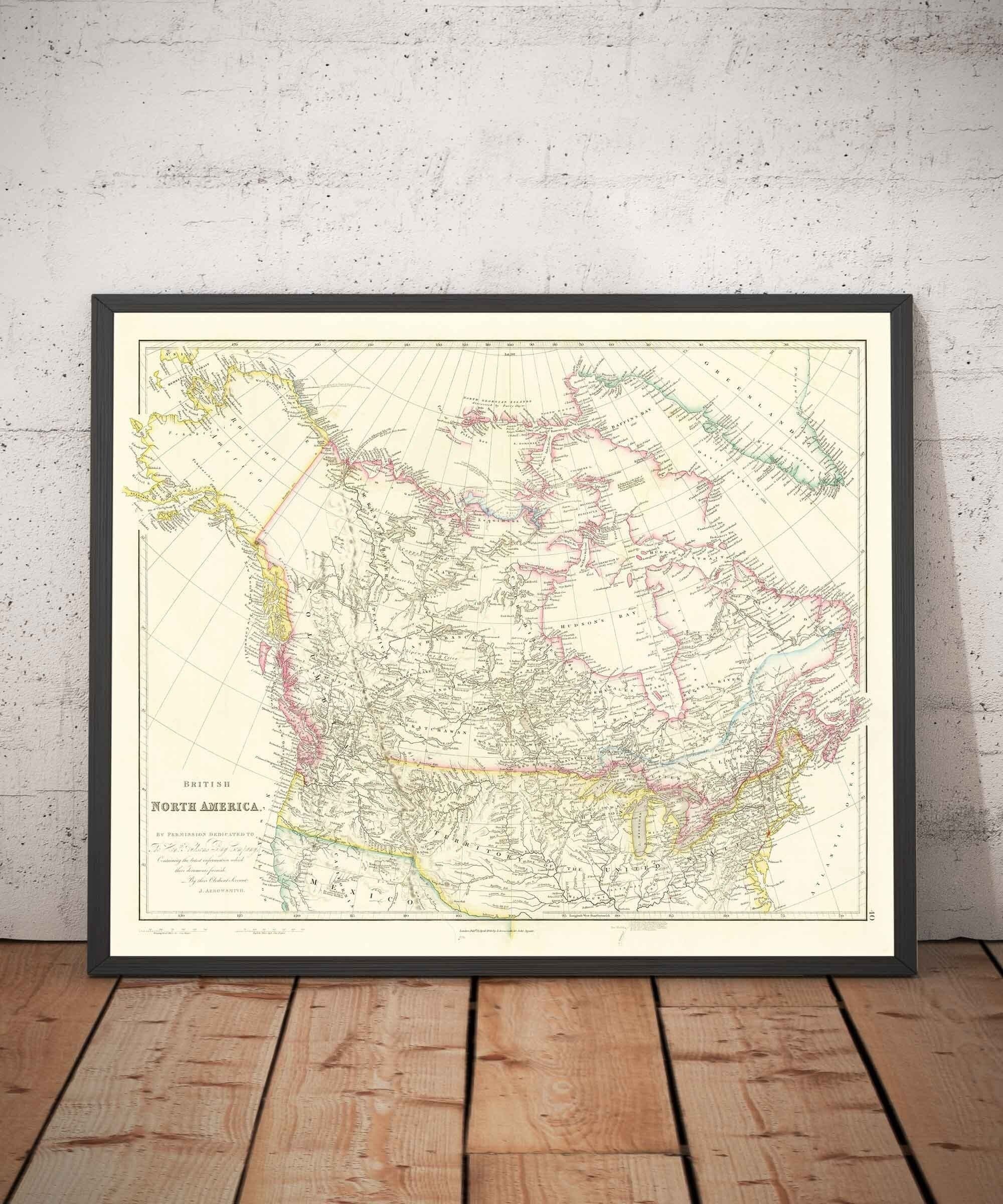 Old Map of Canada, 1840 by Arrowsmith - USA, Russian America, Upper ...