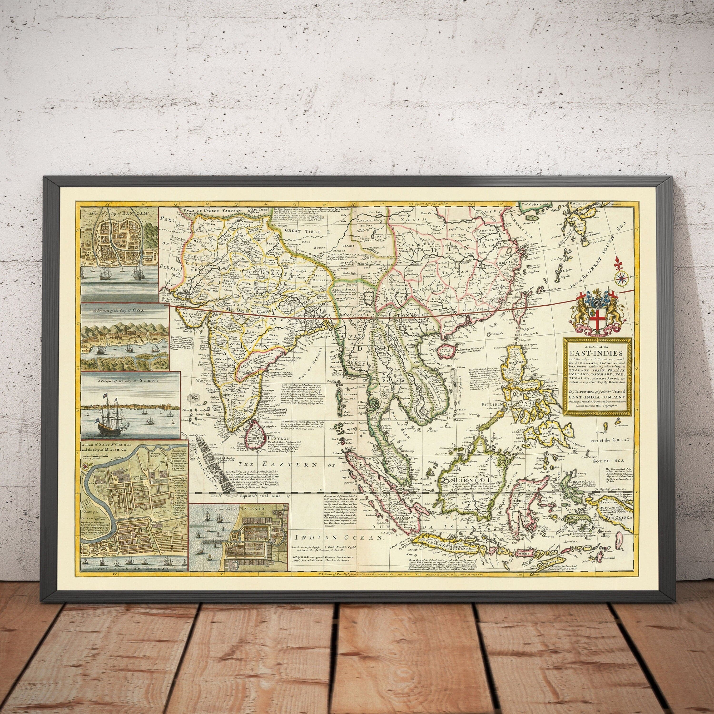 Old Map of India & Southeast Asia, 1717 by Herman Moll - Colonial East ...