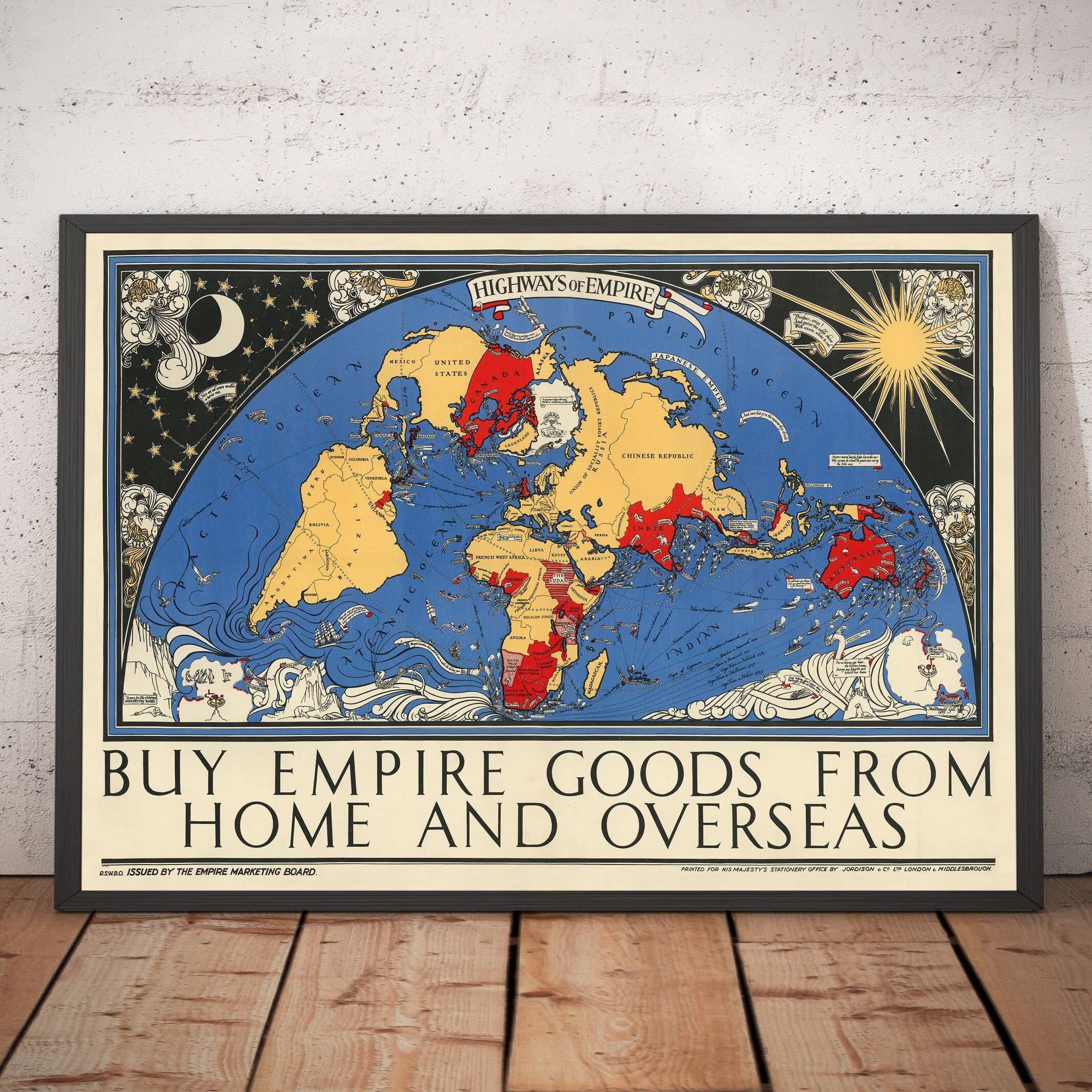 Highways Of Empire: Old British Empire World Map, 1933, by Max Gill ...