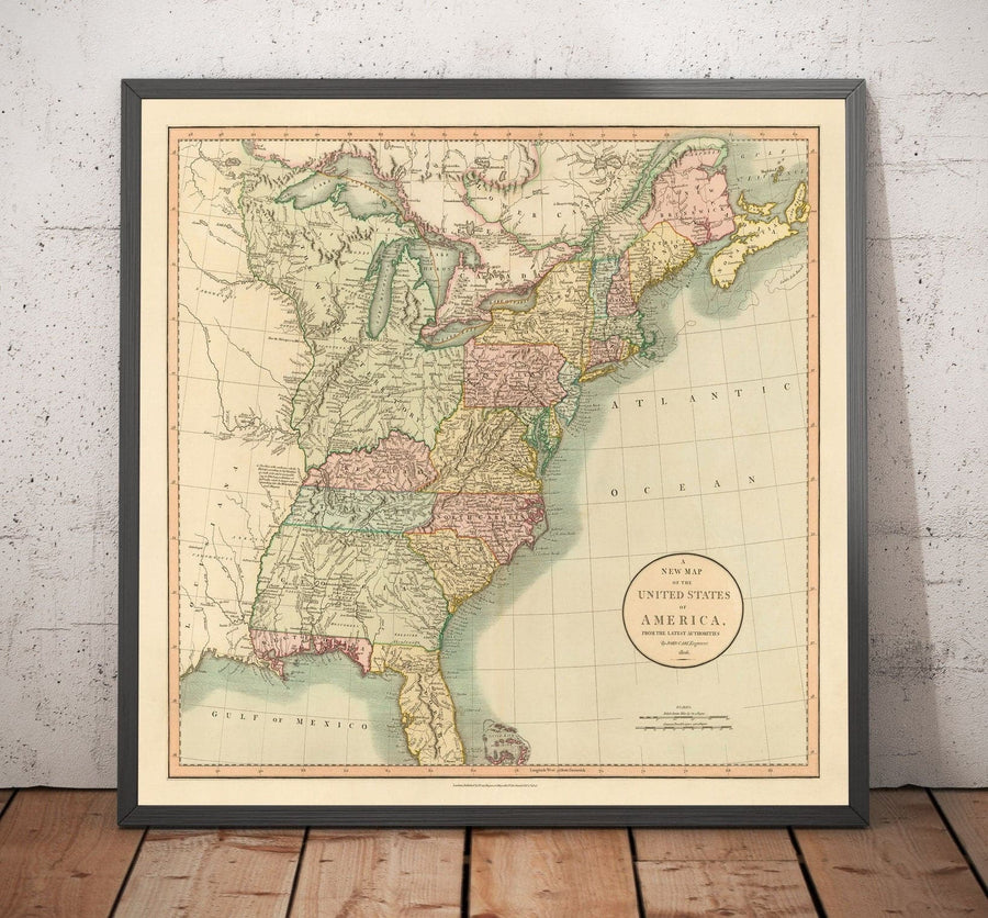 Old Map of USA, 1806 by John Cary - Early Federalist USA - Large Georg ...