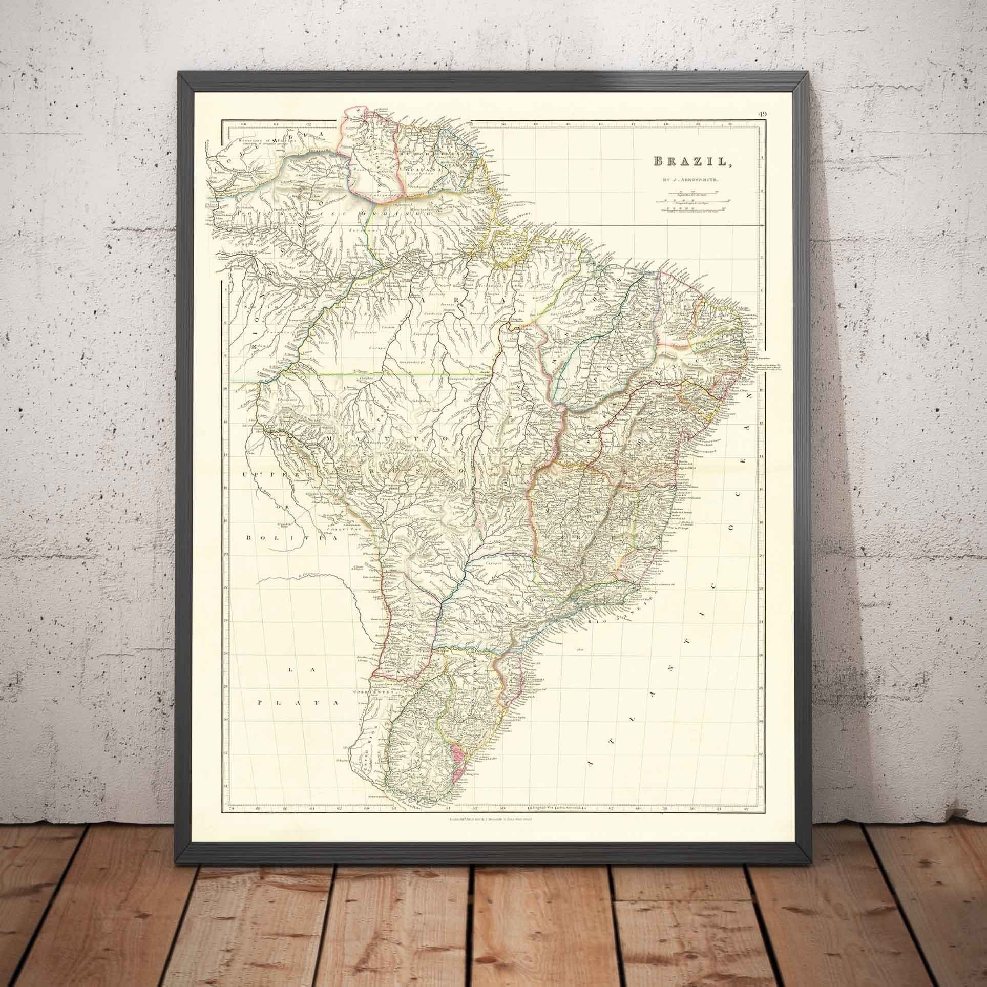 Old Map of Brazil, 1832 by Arrowsmith - Colonial South America - Kingd ...