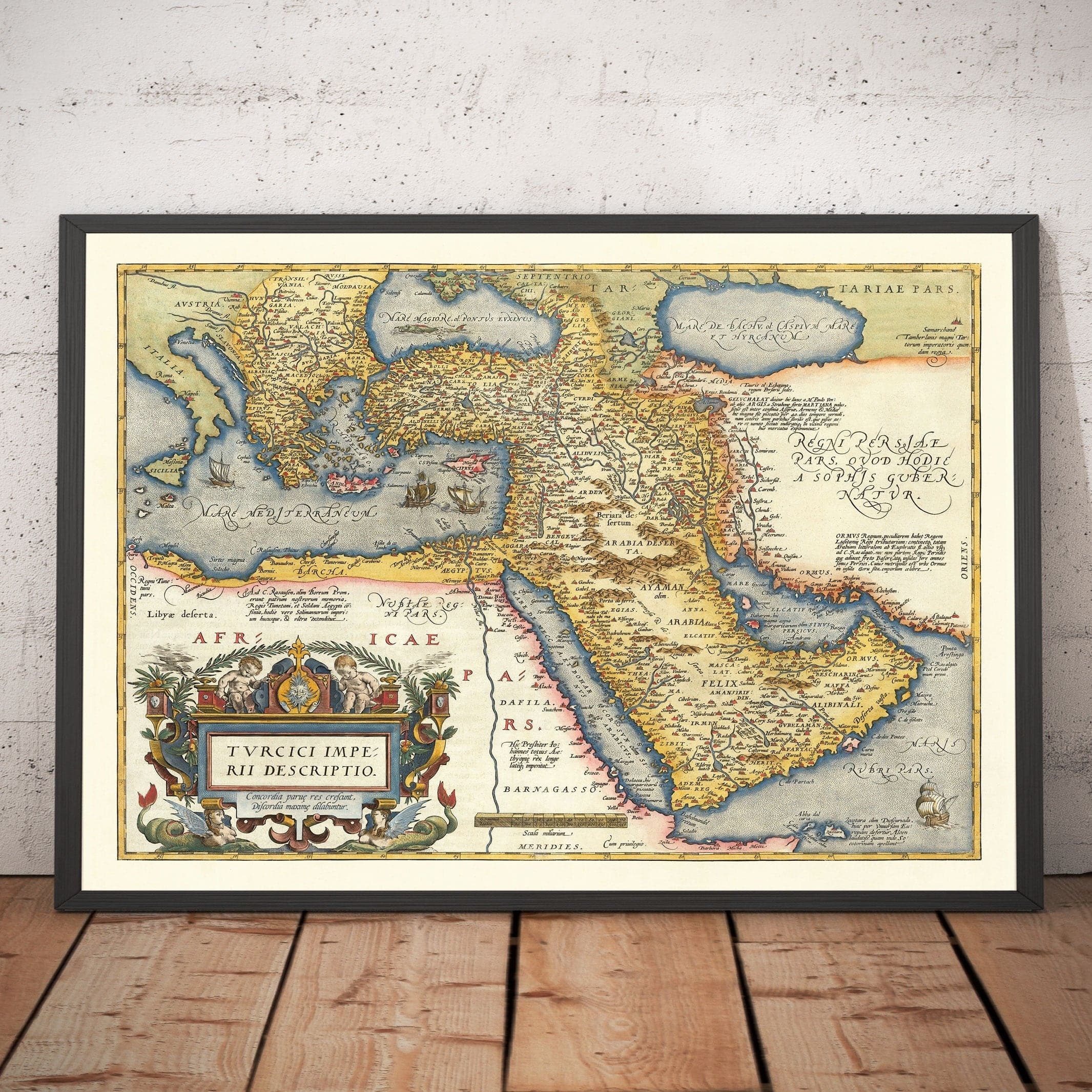 Old Ottoman Empire Map, 1584 by Ortelius - Turkey, Saudi Arabia, Middl ...