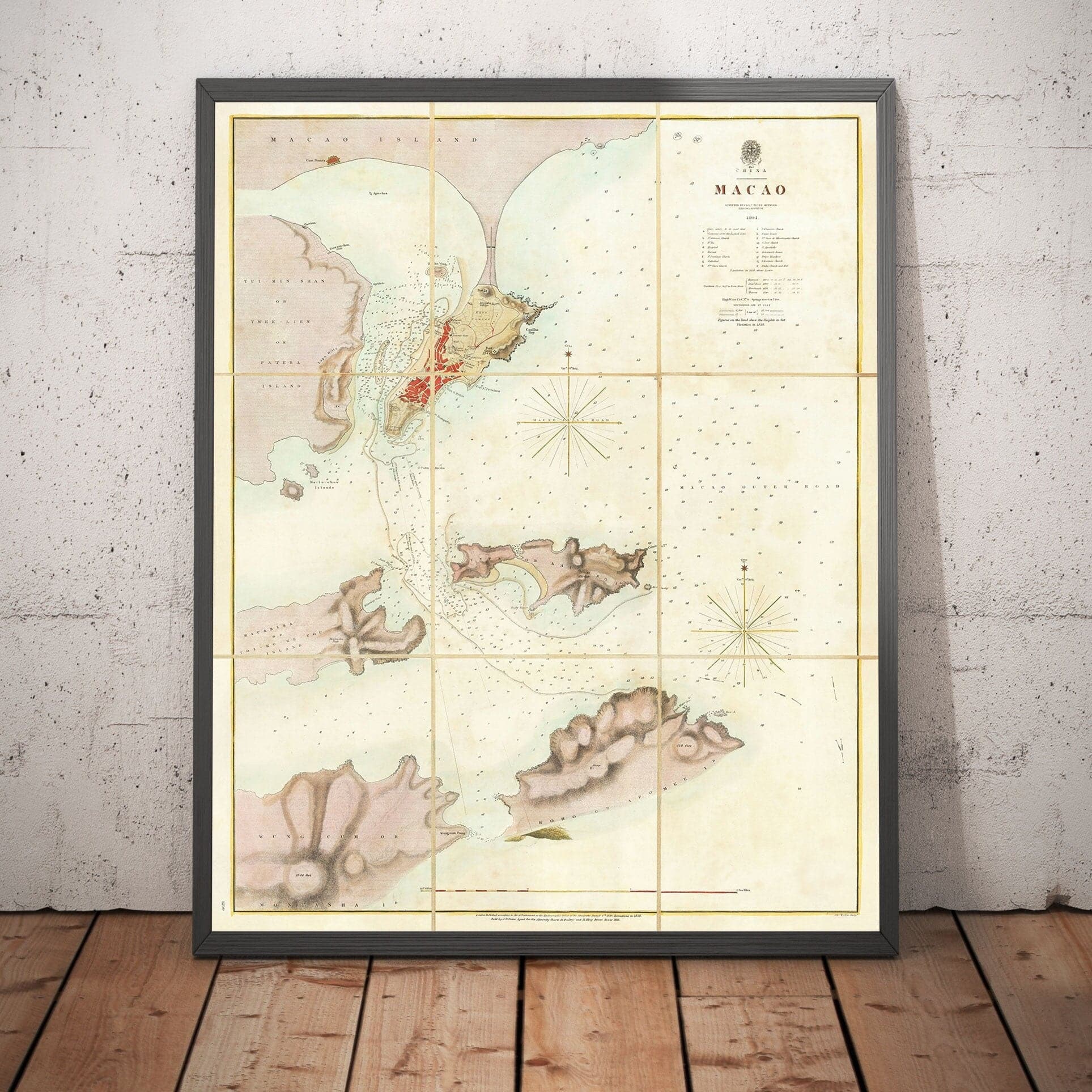 Old Map of Macao, 1840 - Navy Sea Chart of Colonial Portuguese Macau ...