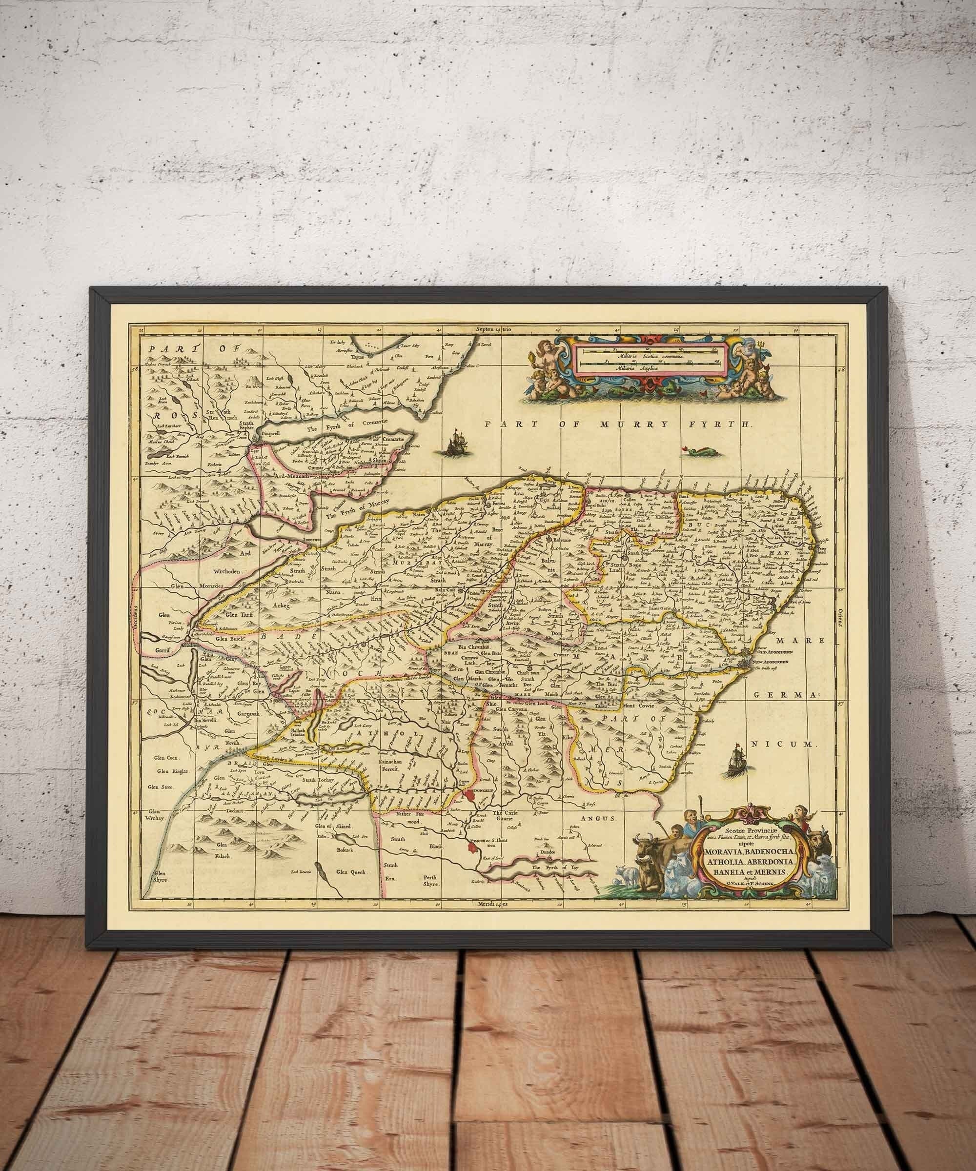 Old Map of Aberdeen, Inverness, Moray & Angus, 1690 - Dundee, Perth, F ...