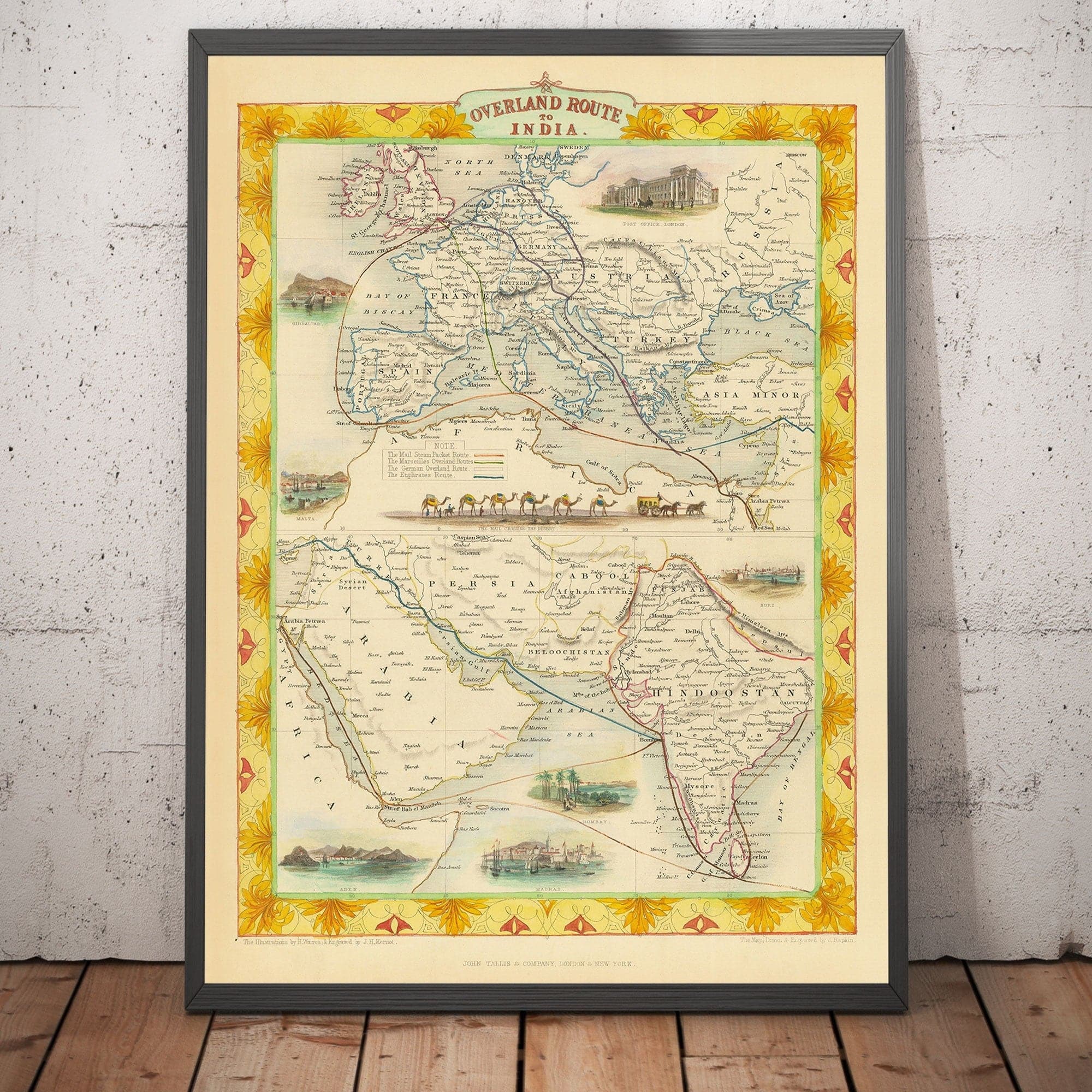 Old Mail Route Map: Europe to India, 1851 - British Empire Overland Tr ...