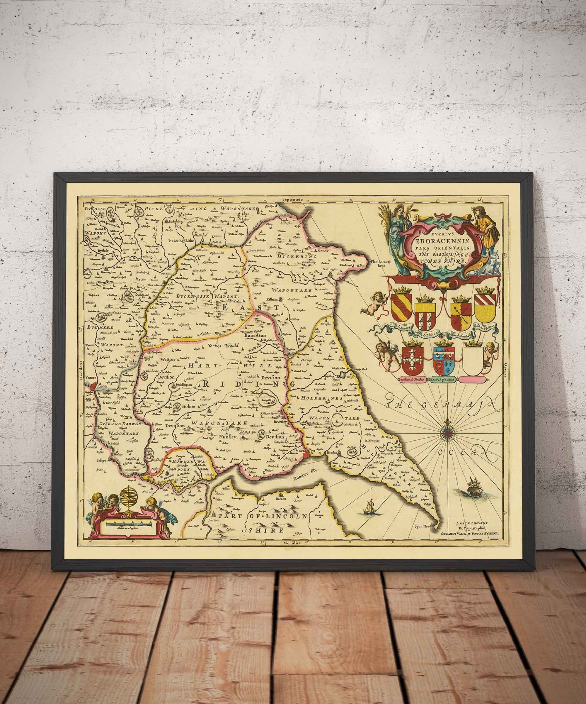 Old Map of East Yorkshire, 1690 - Hull, Bridlington, Goole, Beverley ...