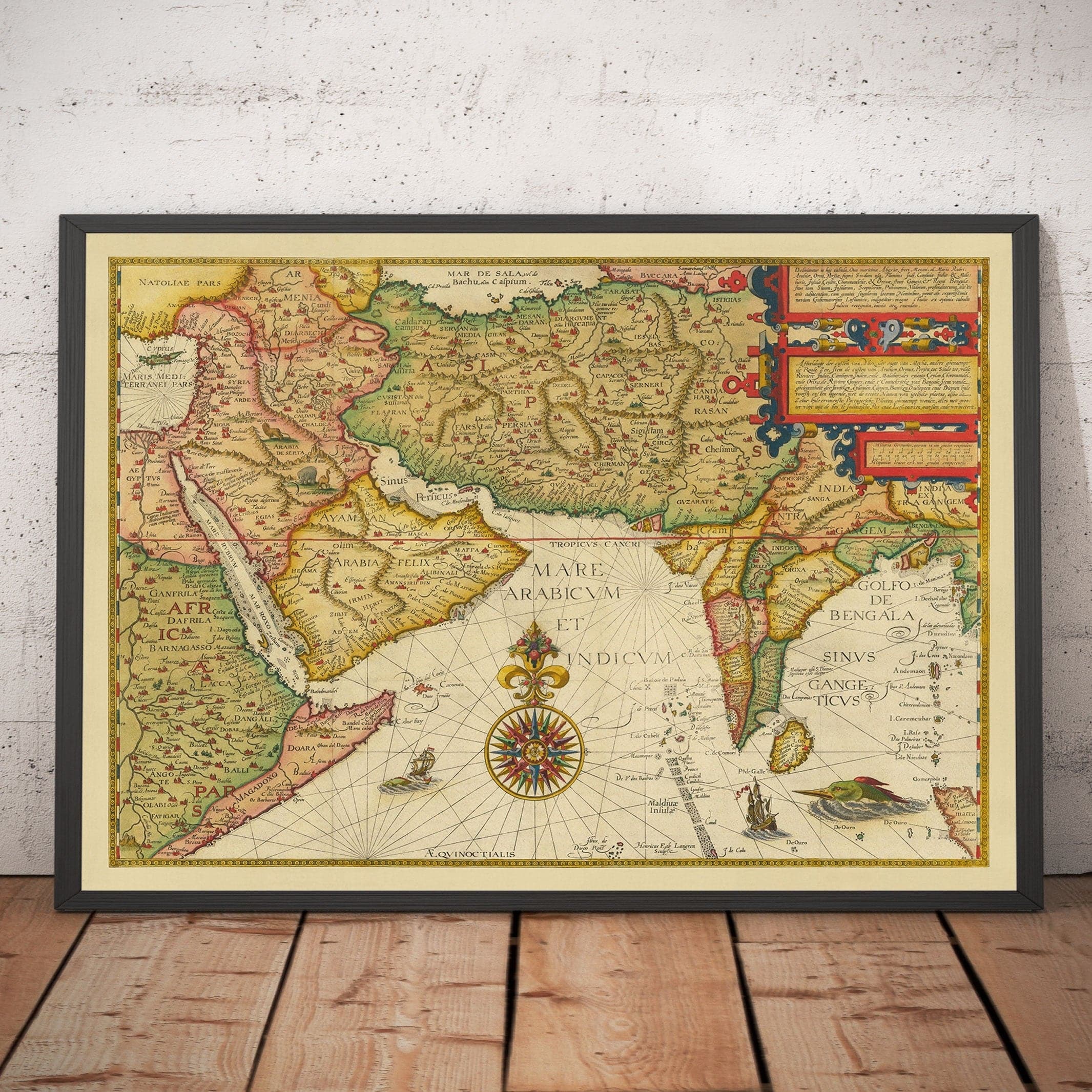 Old Map of Middle East & Asia, 1596 by Linschoten - India, Iran, Afgha ...