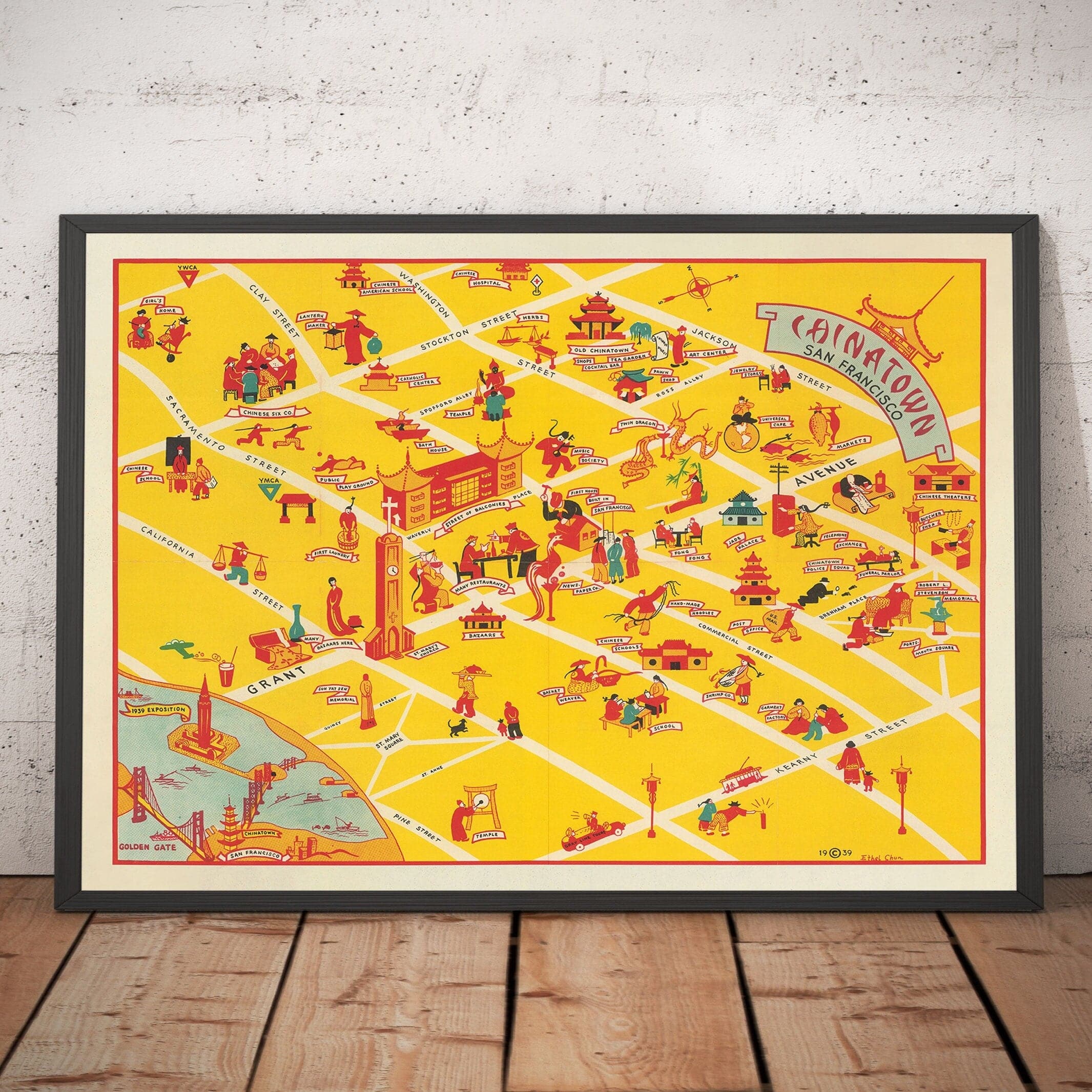 Old Map of Chinatown in San Francisco, 1939 - Grant Avenue, Stockton ...