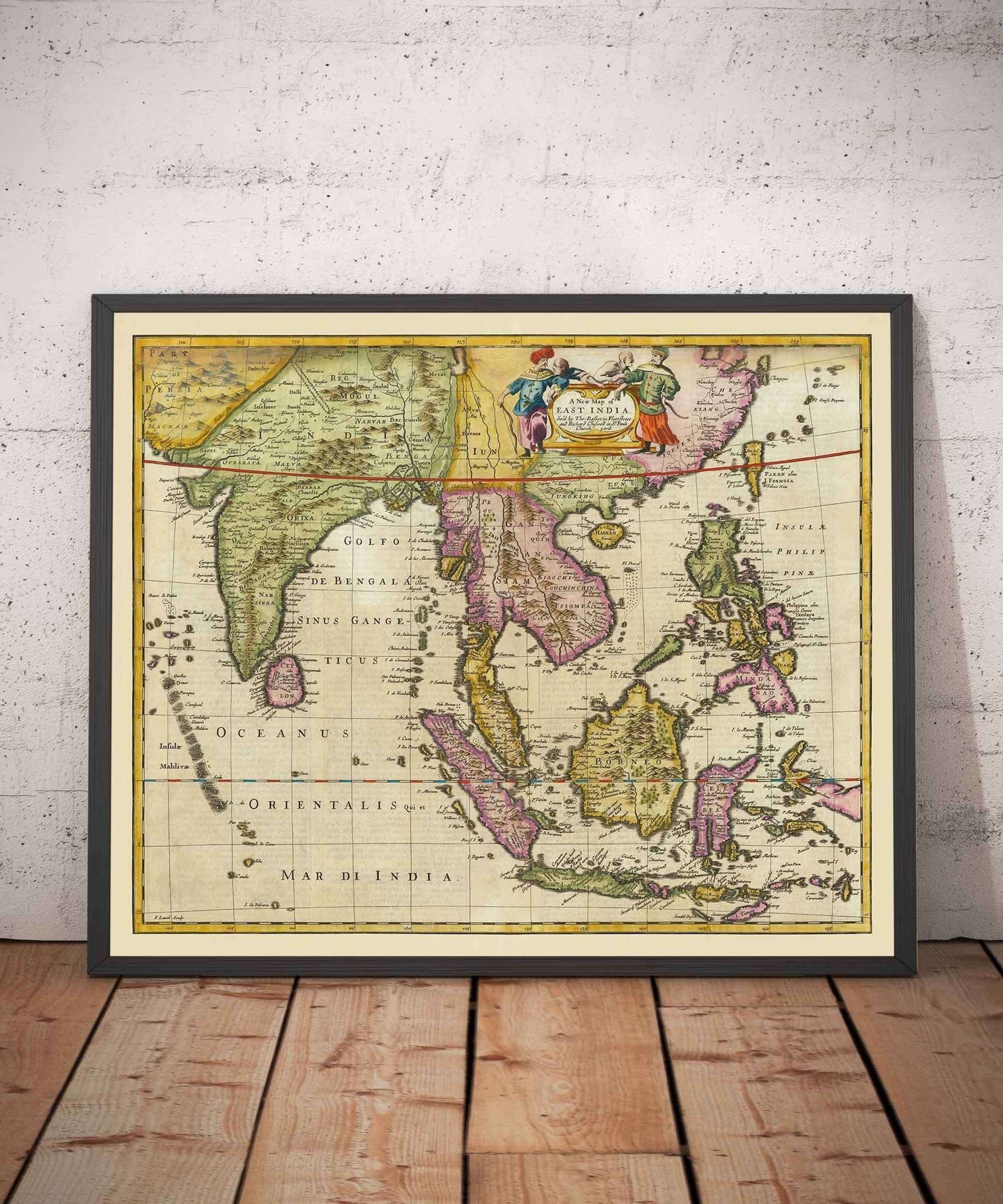 Old Map of India and South East Asia, 1676 by John Speed - Pakistan, T ...