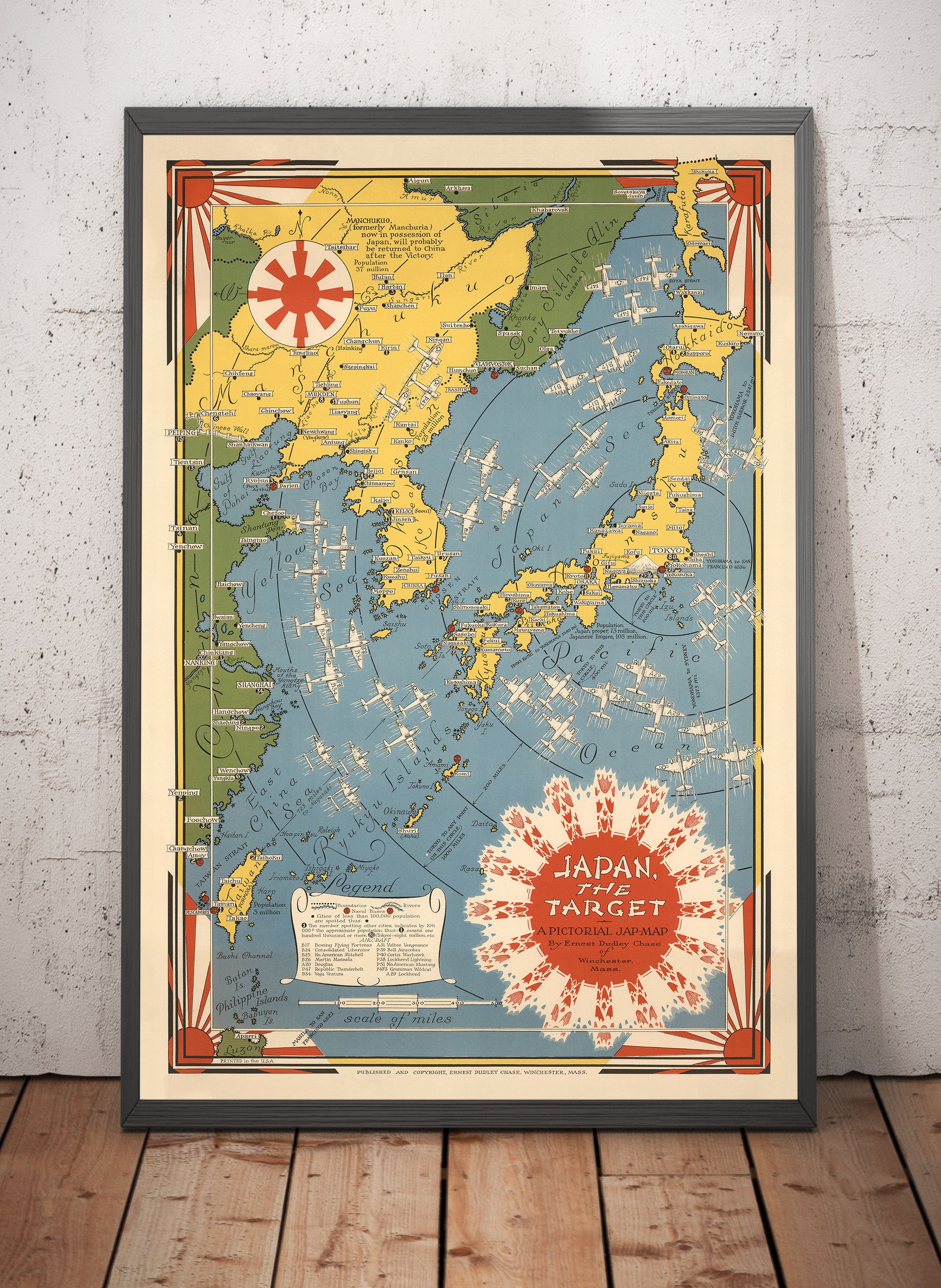 World War 2 "Japan the Target" Pictorial Map, 1942 by Ernest Dudley Ch ...