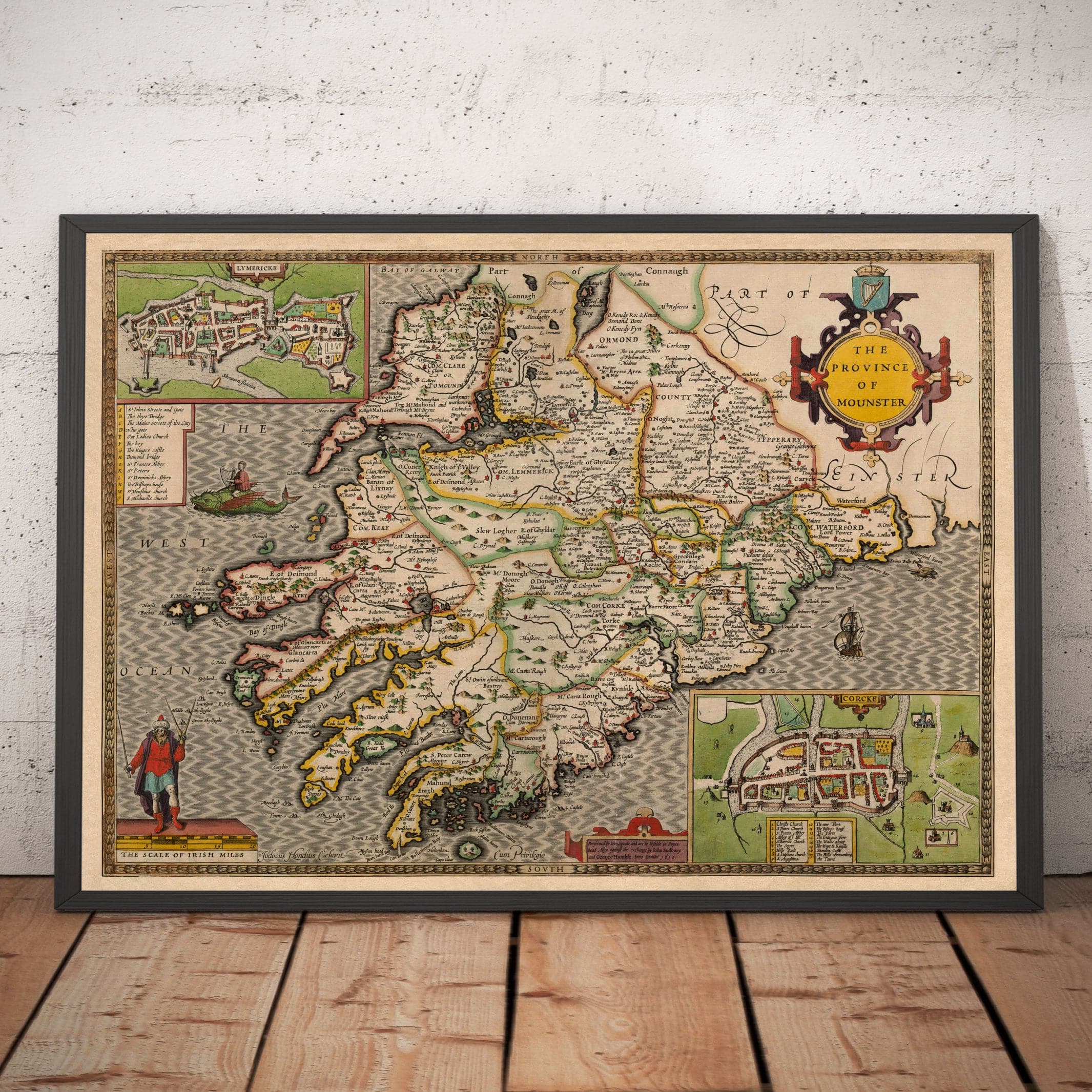 Old Map of Munster, Ireland in 1611 by John Speed - County Cork, Clare ...