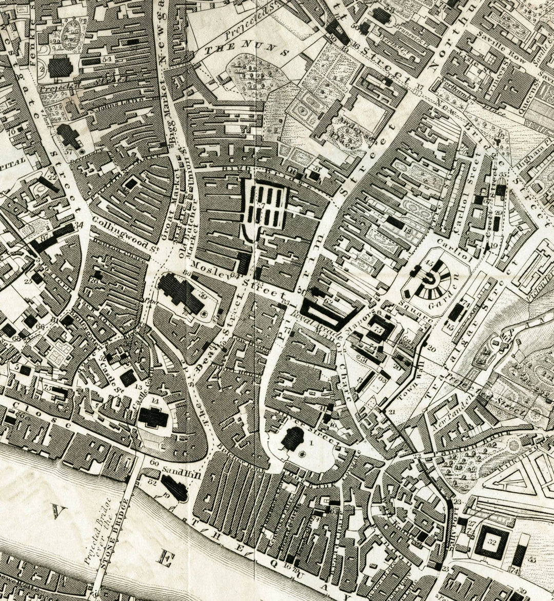 Old Newcastle Tyne Map 1894 Map Scan Newcastle, England, UK