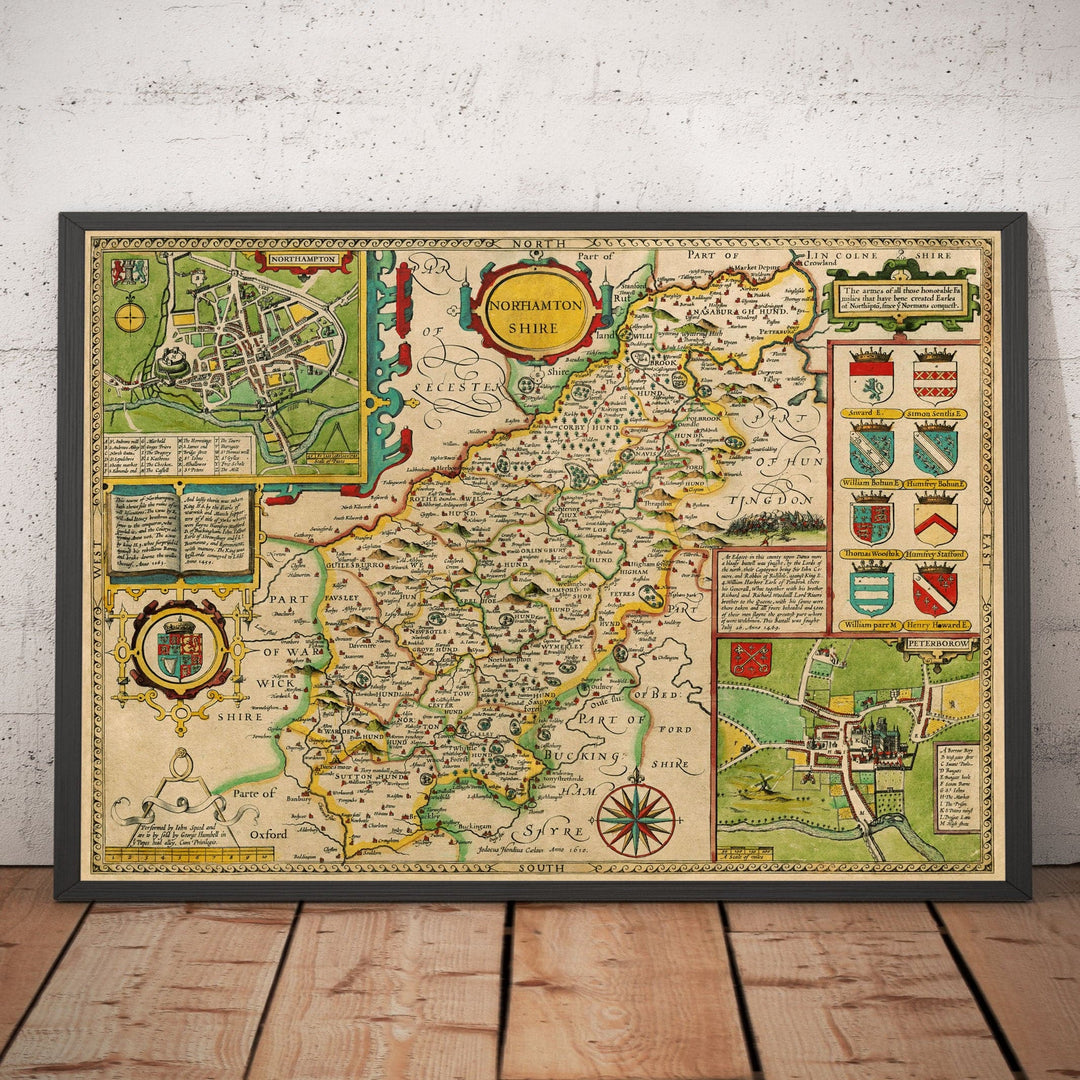 Old Map of Northamptonshire, 1611 by John Speed - Northampton, Ketteri ...