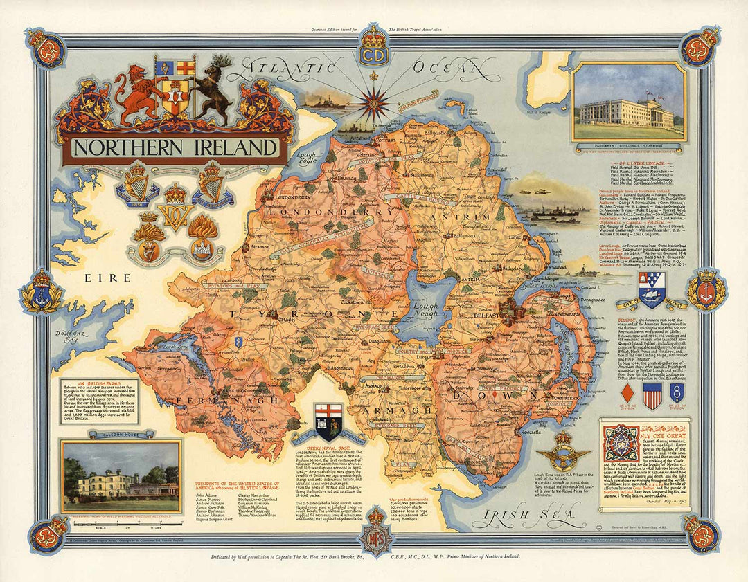 Ancient Map Derry Ireland Londonderry Map Old Antique Reproduction