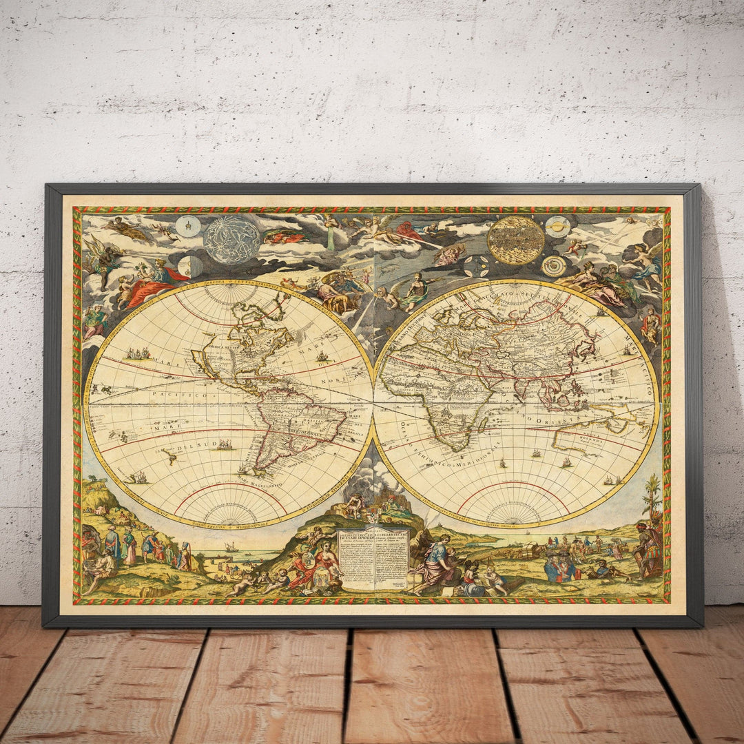 Old World Atlas Map, 1700 by Paolo Petrini - Rare Antique Handcoloured ...